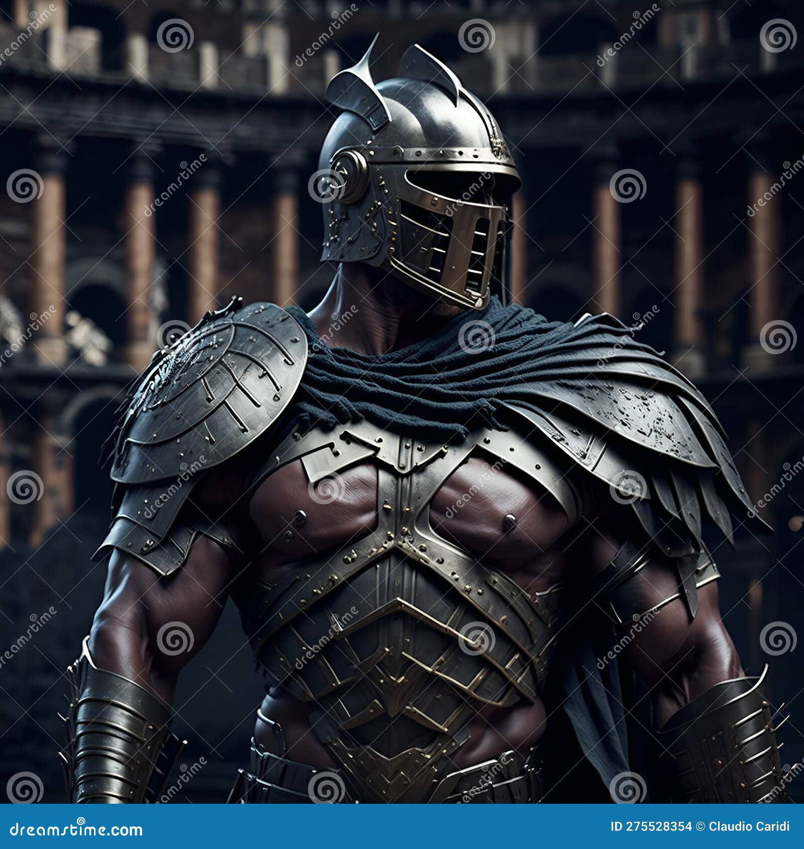 Roman Gladiator Fighting Inside the Coliseum. Generative Artificial ...