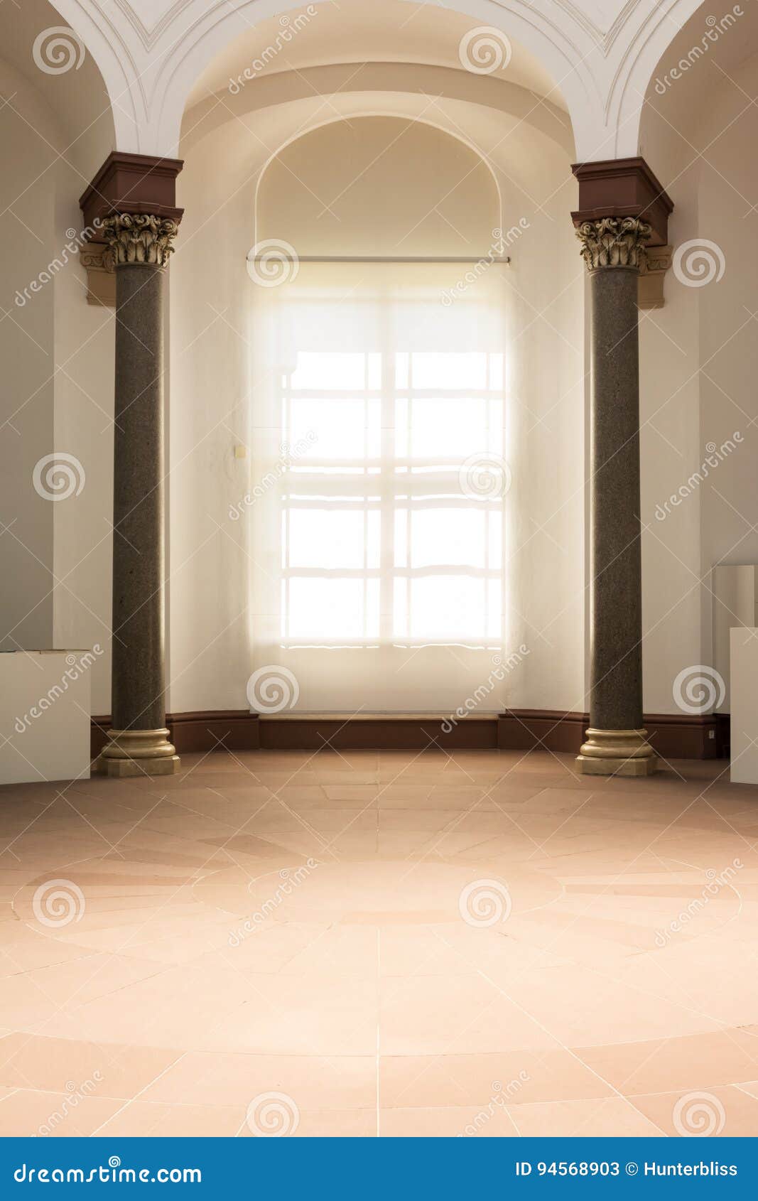 Roman Greek Columns Interior Empty Space Sunlight Bright Soft White ...