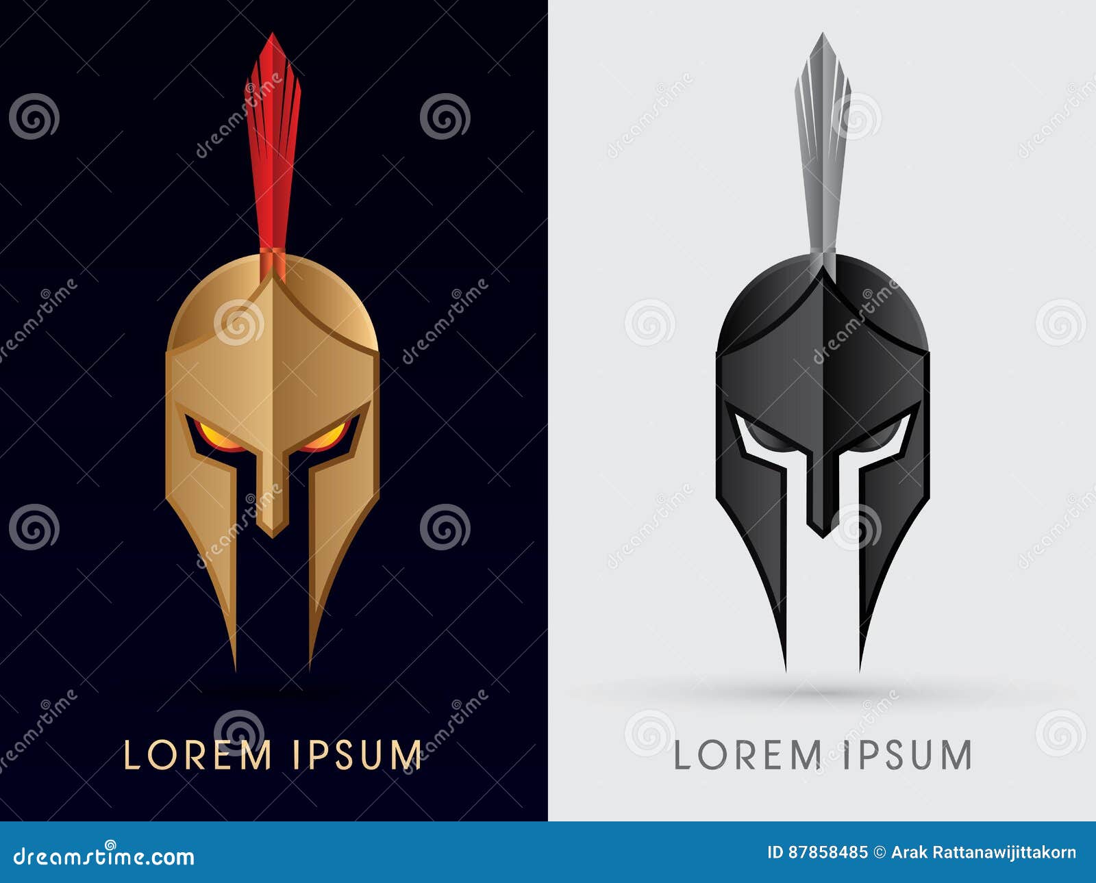 Greek Helmet With Crossed Swords. Vector Illustration | CartoonDealer ...
