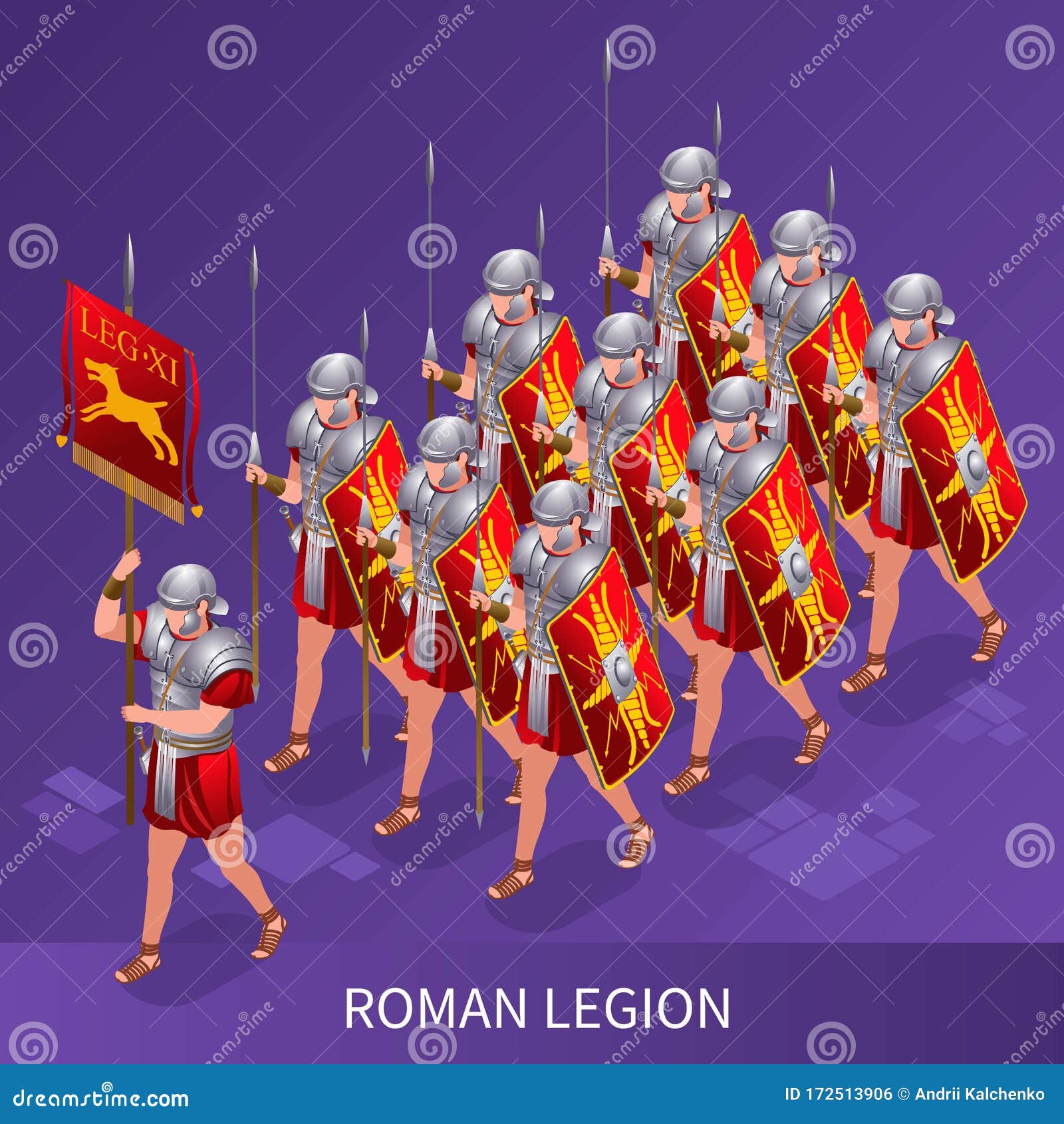 Roman Legion Ancient Rome Illustration Isometric Icons On Isolated ...