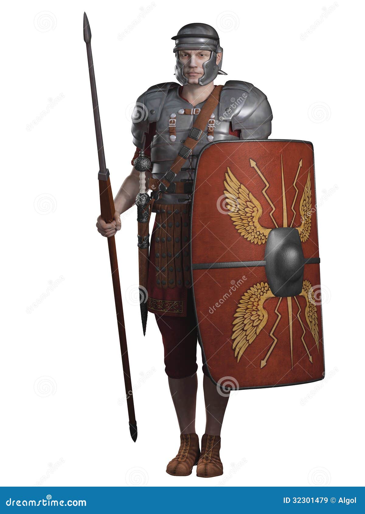 Roman Legionary auf Schutz stock abbildung. Illustration von leder ...