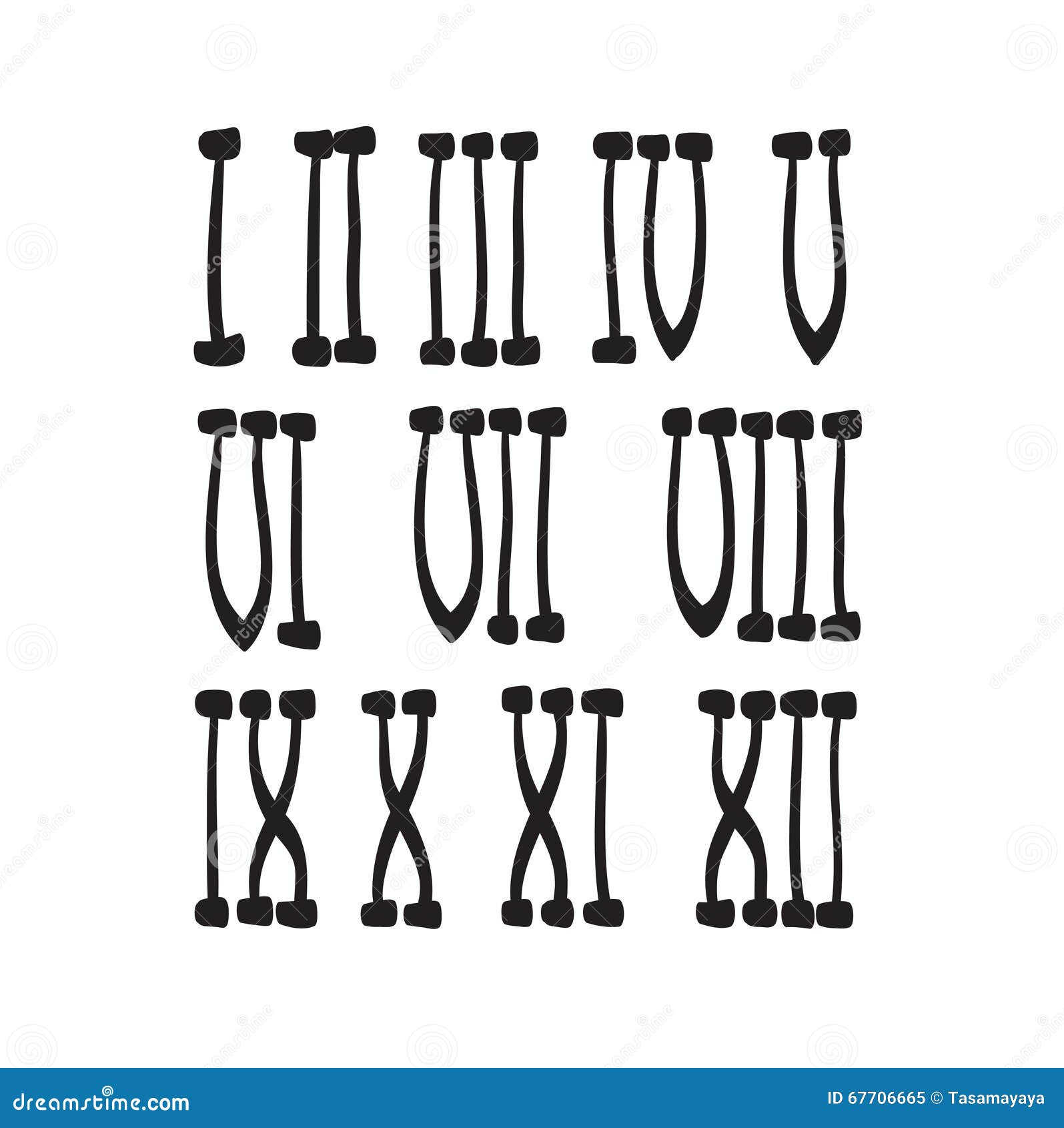 Roman Numbers Hand Drawn Vector Set Icon Stock Vector - Illustration of ...
