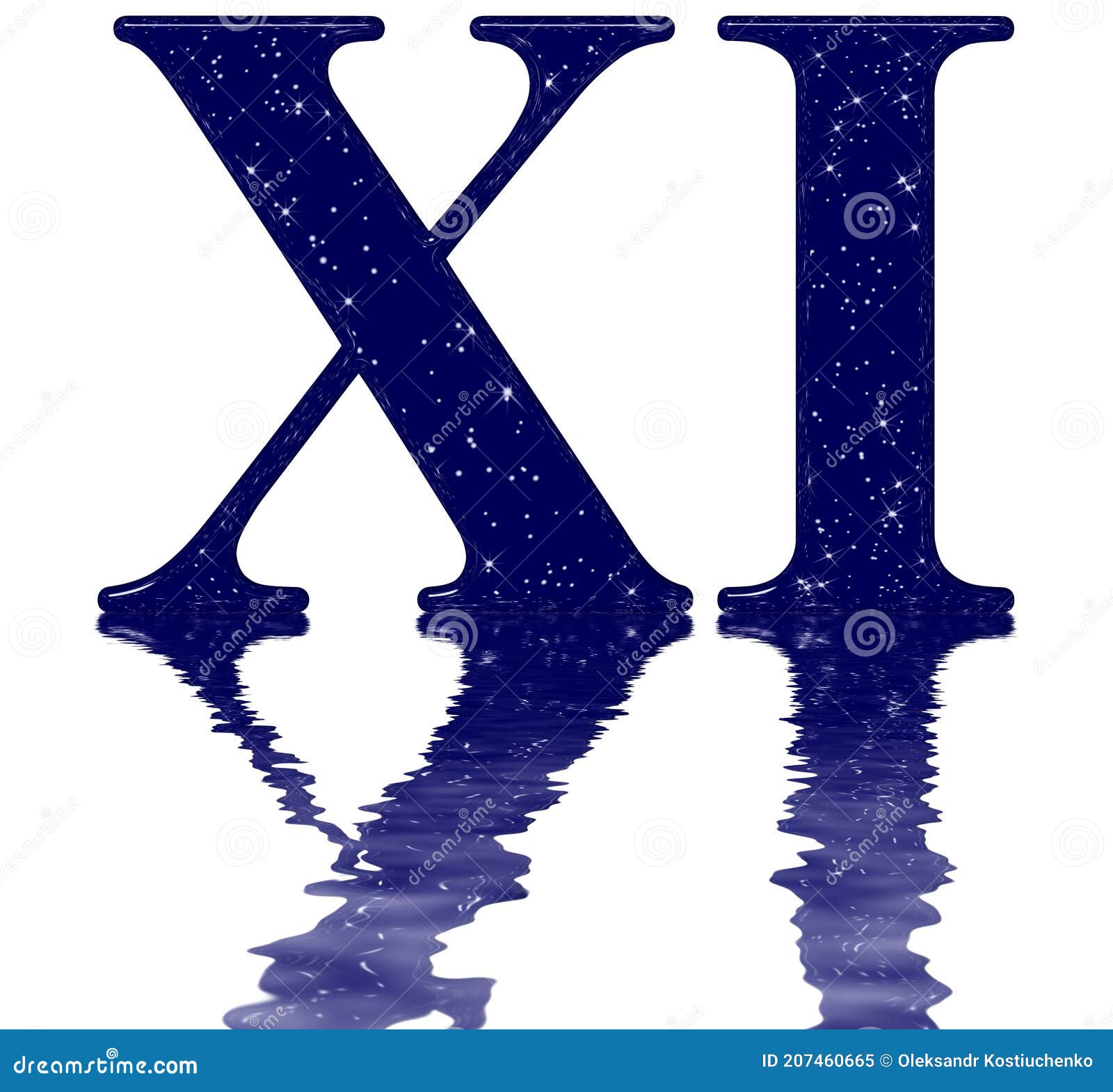 Roman Numeral 11, Eleven, Star Sky Texture Imitation, Reflected on the ...