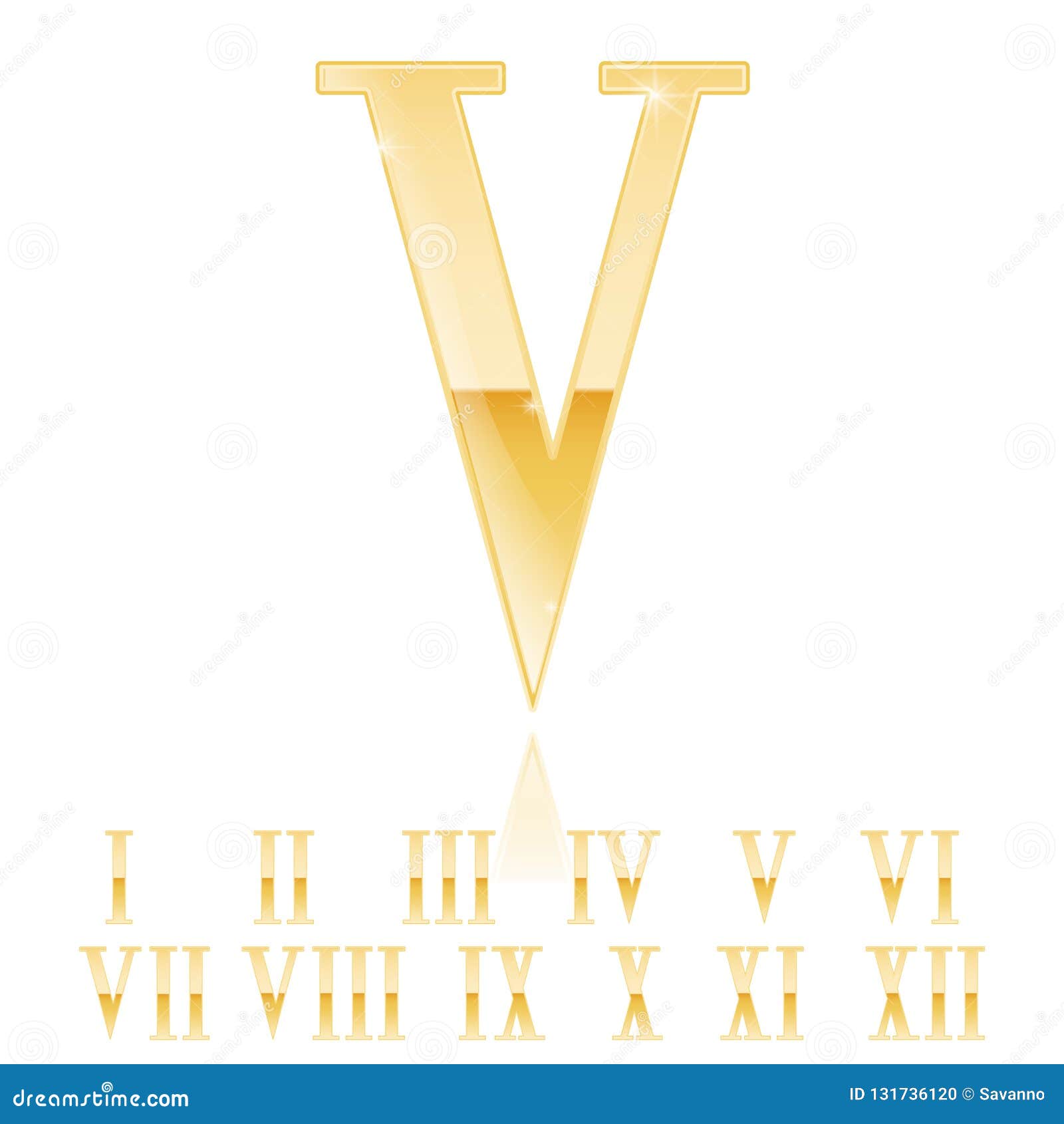 Roman Numeral Five. Golden 3d Sign Stock Vector - Illustration of five ...