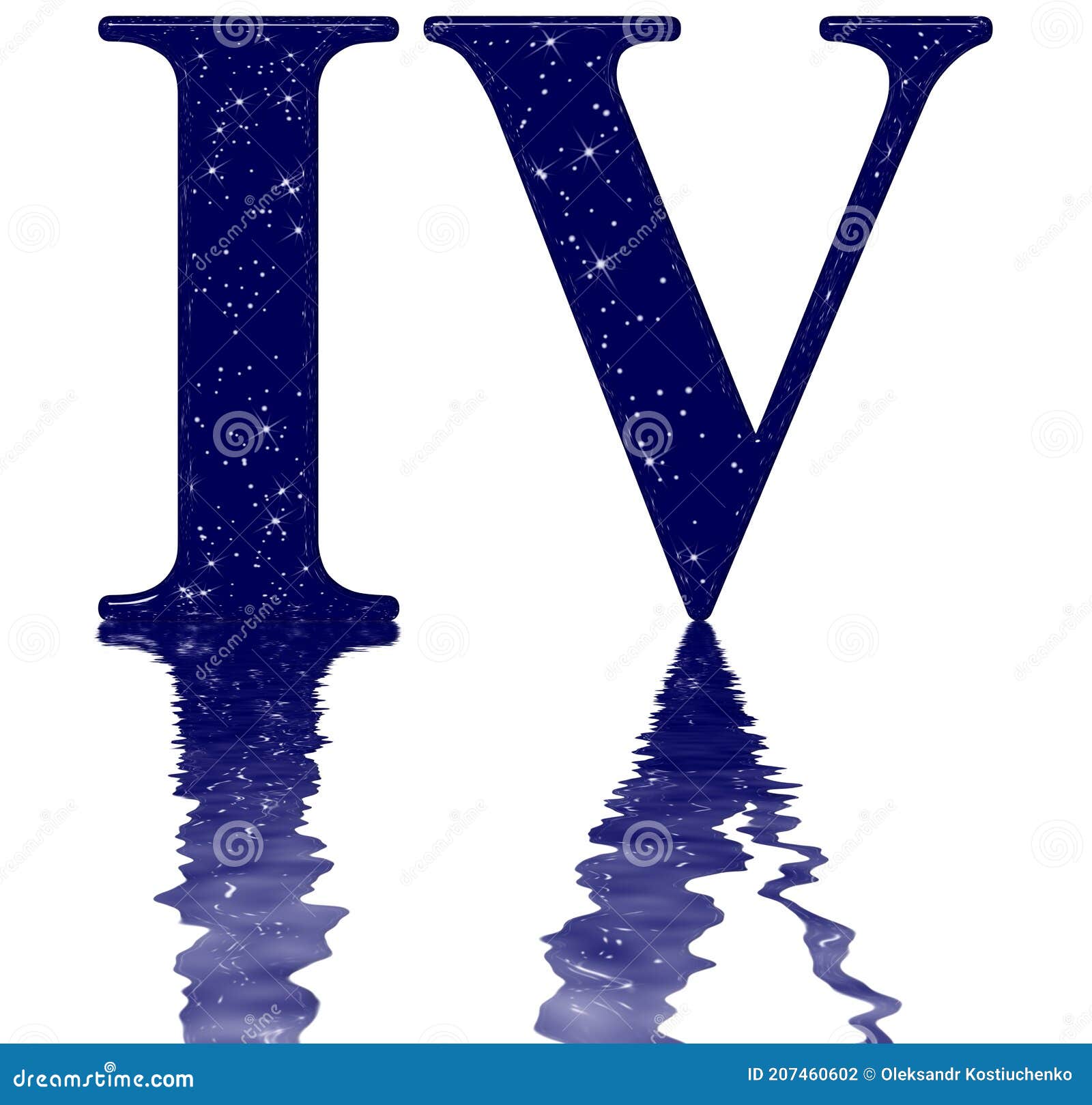 Roman Numeral 4, Four, Star Sky Texture Imitation, Reflected on the ...
