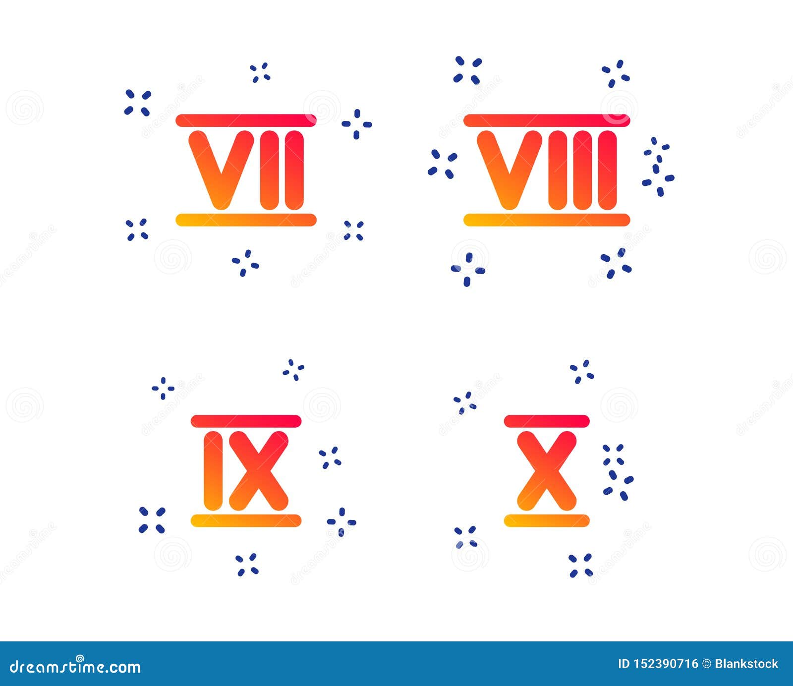 Roman Numeral Icons. Number Seven, Nine, Ten. Vector Stock Vector ...