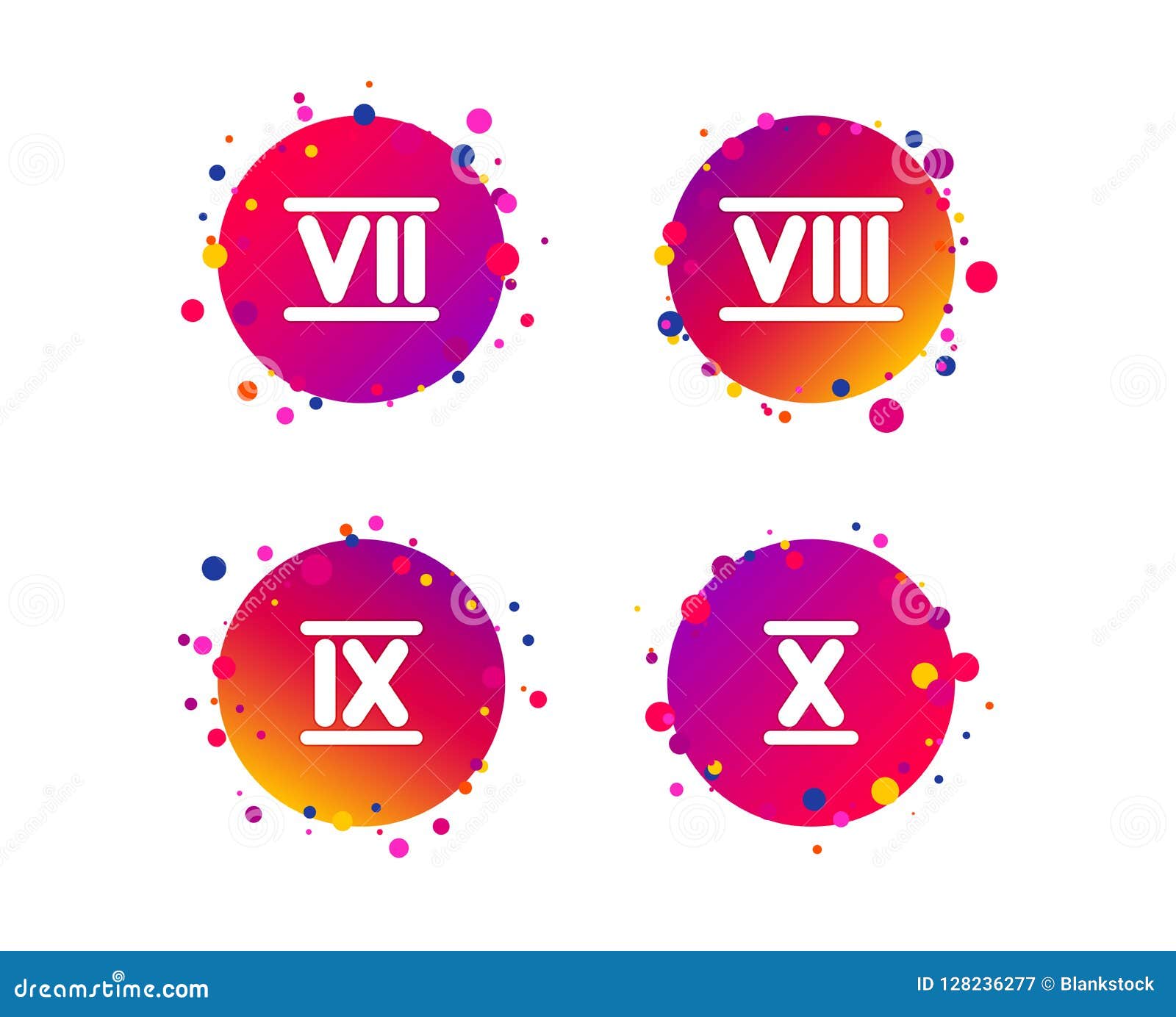 Roman Numeral Icons. Number Seven, Nine, Ten. Vector Stock Vector ...
