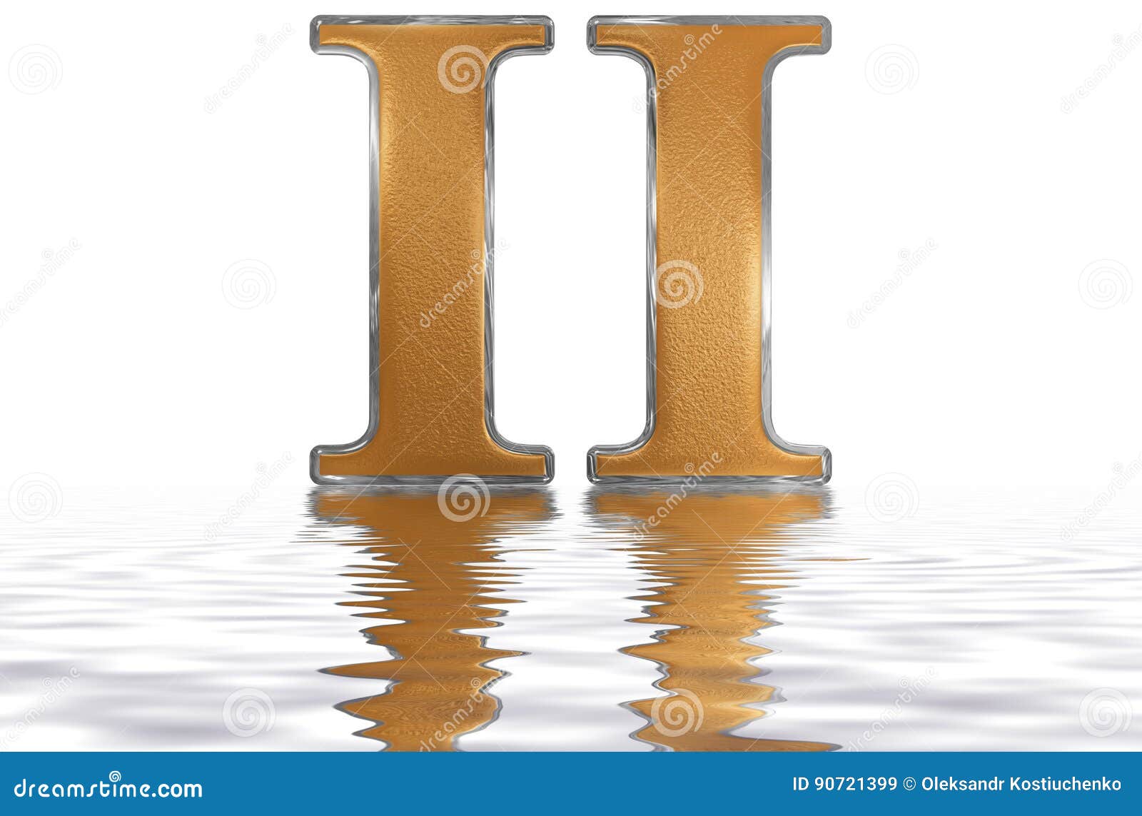 Roman Numeral II, Duo, 2, Two, Reflected on the Water Surface, I Stock ...