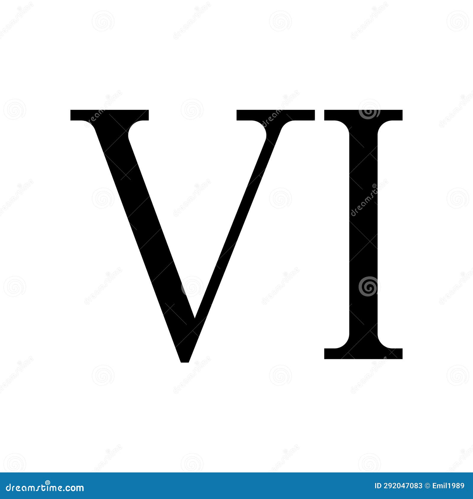 Roman Numeral Number 6 Icon Symbol Stock Vector - Illustration of ...