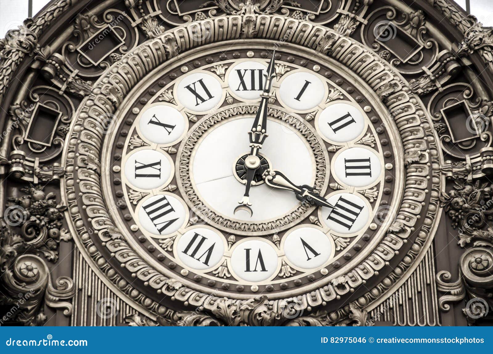 Roman Numeral Round Analog Clock At 4:02 Picture. Image: 82975046