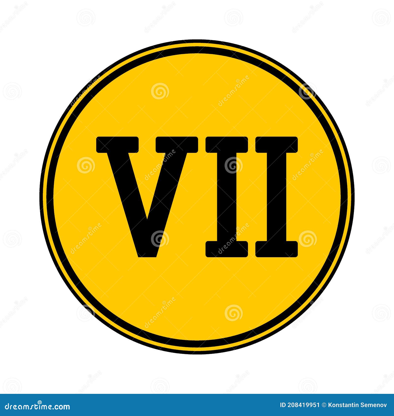 Roman numeral seven stock vector. Illustration of element - 208419951