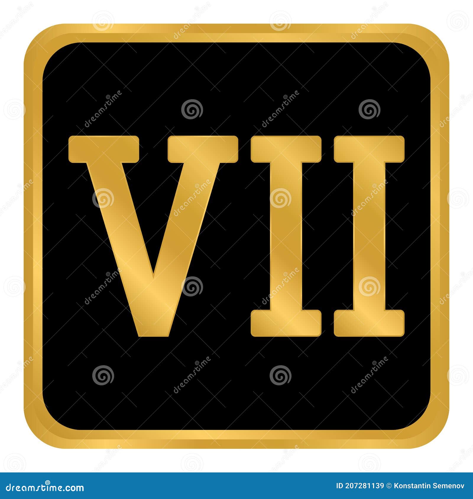Roman numeral seven stock illustration. Illustration of gold - 207281139