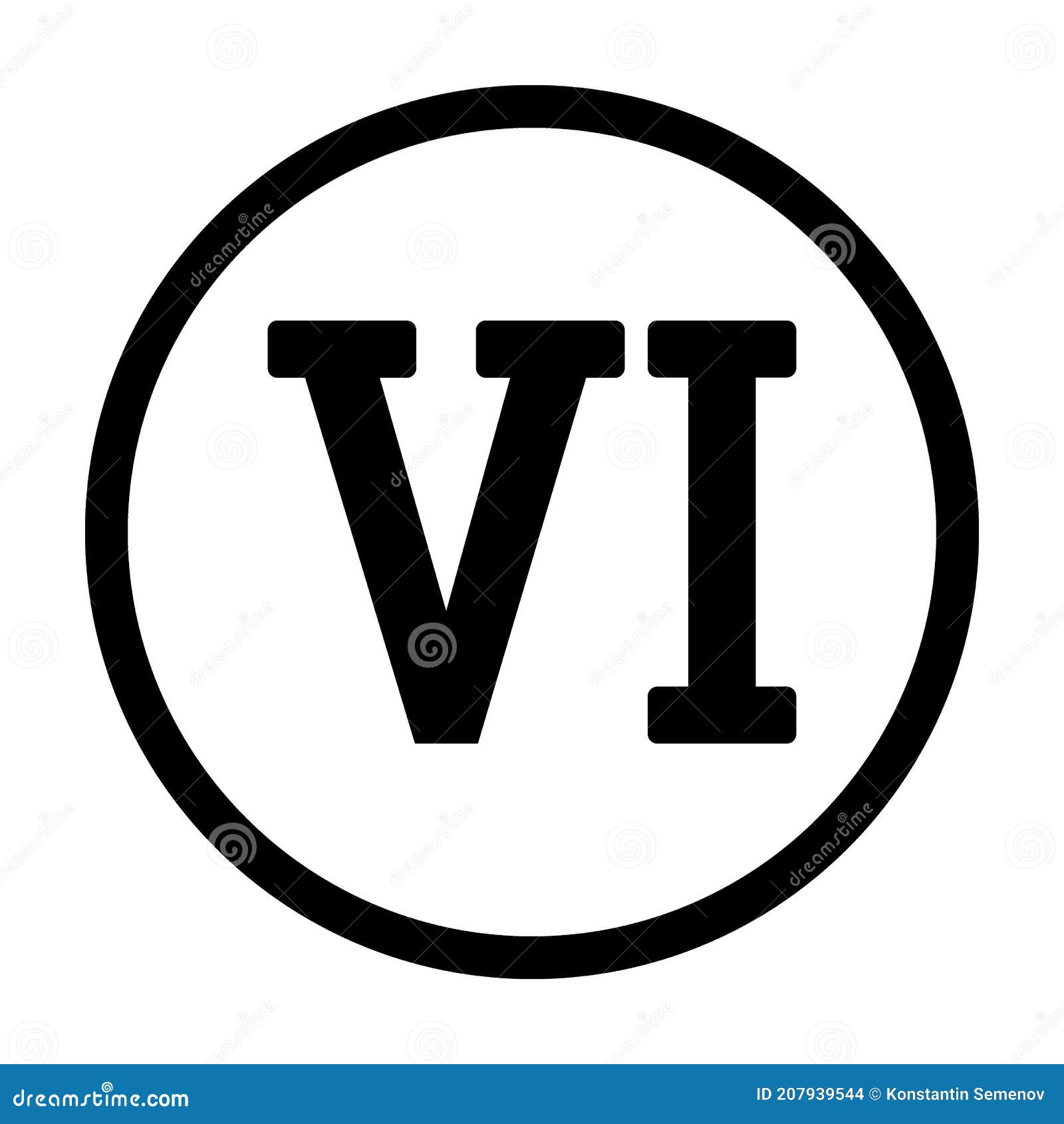 Roman numeral six stock illustration. Illustration of black - 207939544
