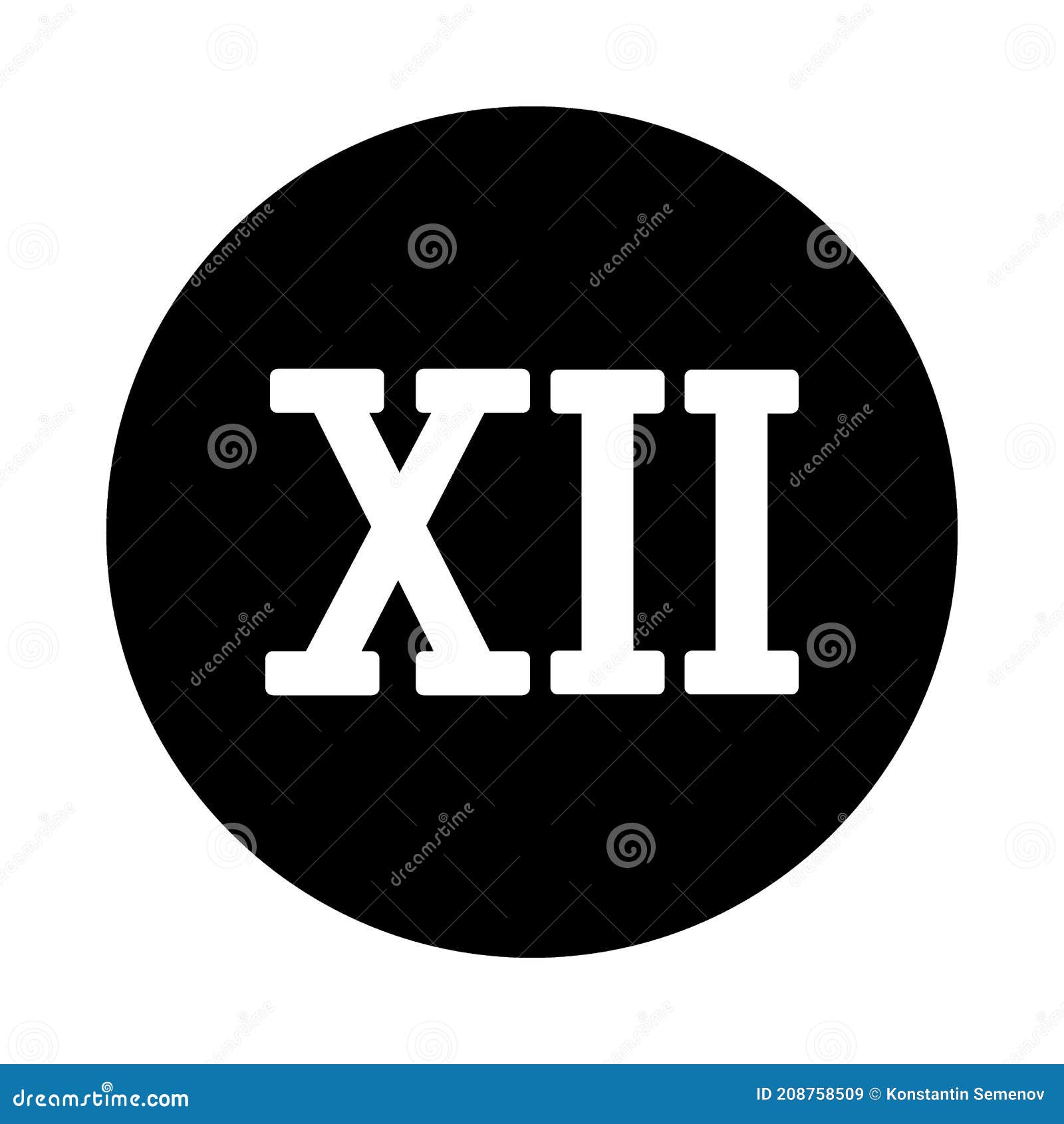 Roman numeral twelve stock vector. Illustration of character - 208758509