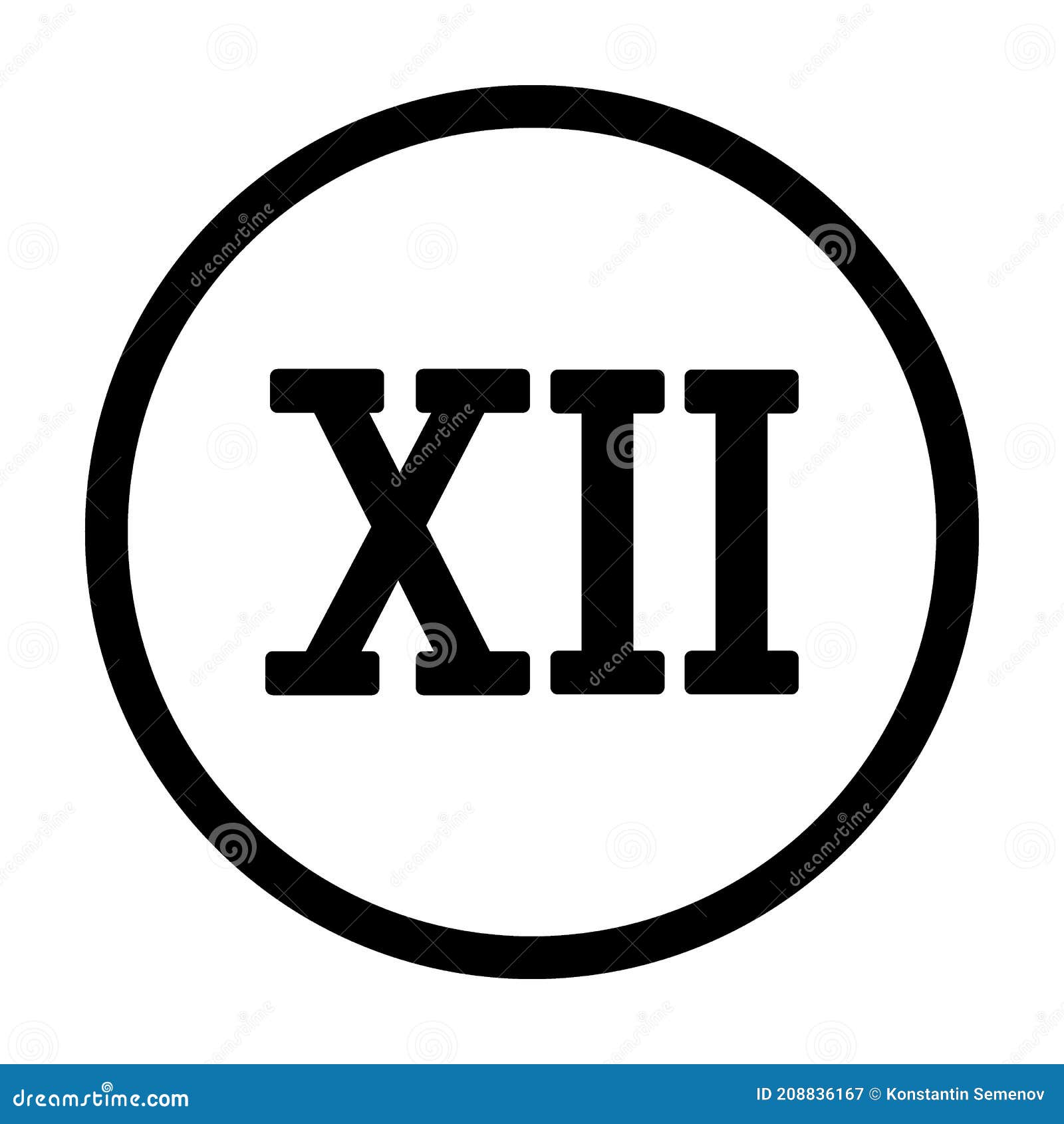Roman numeral twelve stock vector. Illustration of decoration - 208836167
