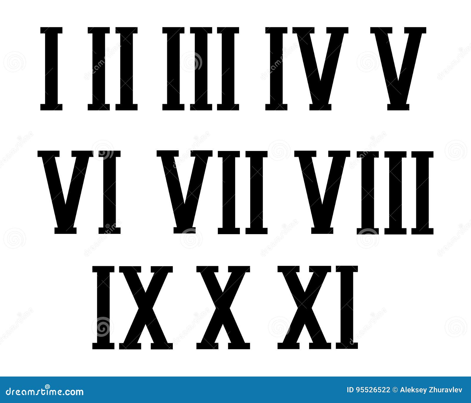 Roman Numerals Set Isolated on White Background Stock Vector ...