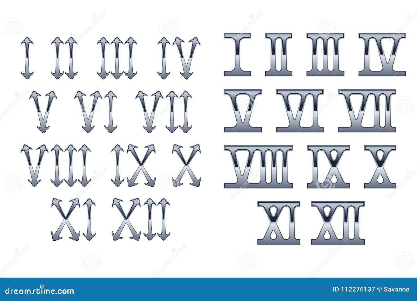 Roman numerals stock vector. Illustration of drawn, hand - 112276137