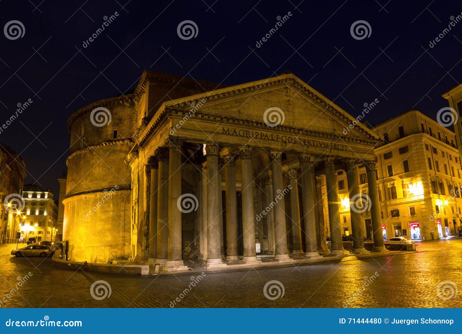 Roman Pantheon at night stock photo. Image of italy, twilight - 71444480