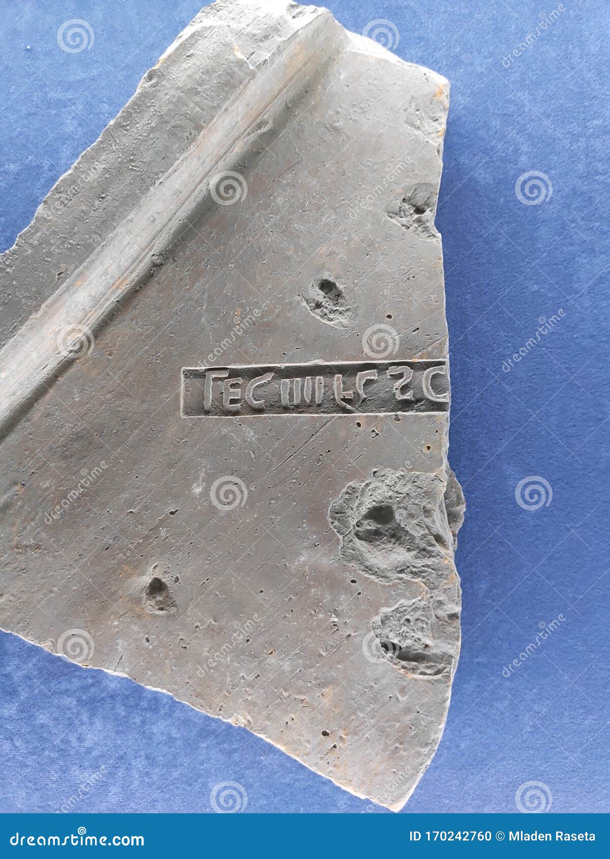Roman Pottery Broken Part with Inscriptions Stock Photo - Image of ...