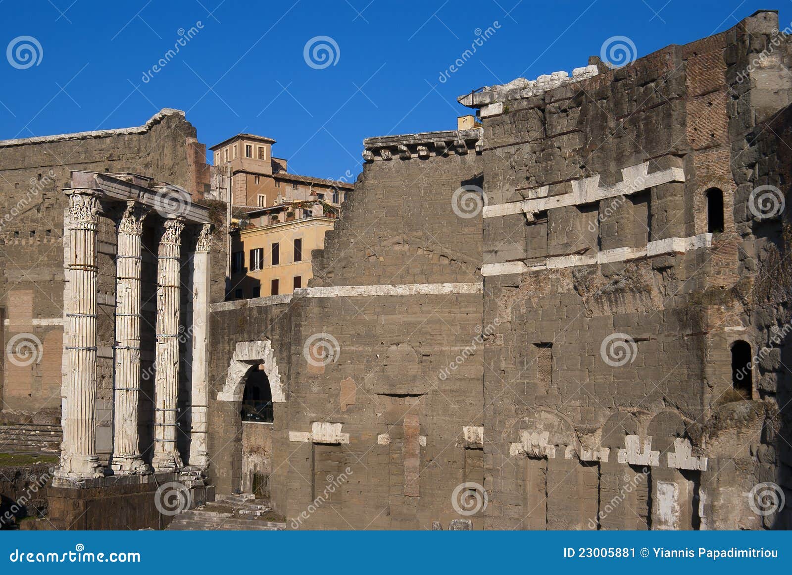 Roman Ruins at Ancient Market in Rome Stock Image - Image of building ...
