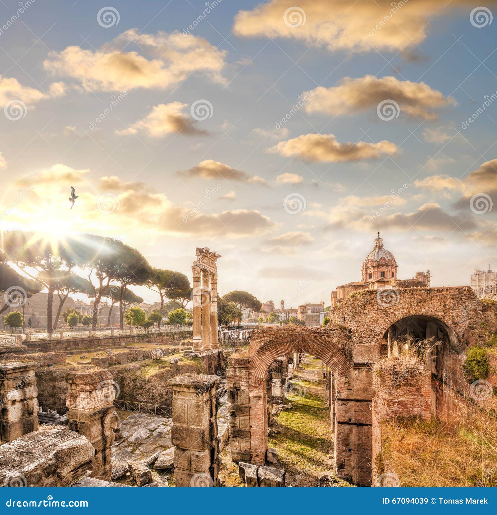 Roman ruins in Rome, Italy stock image. Image of architecture - 67094039