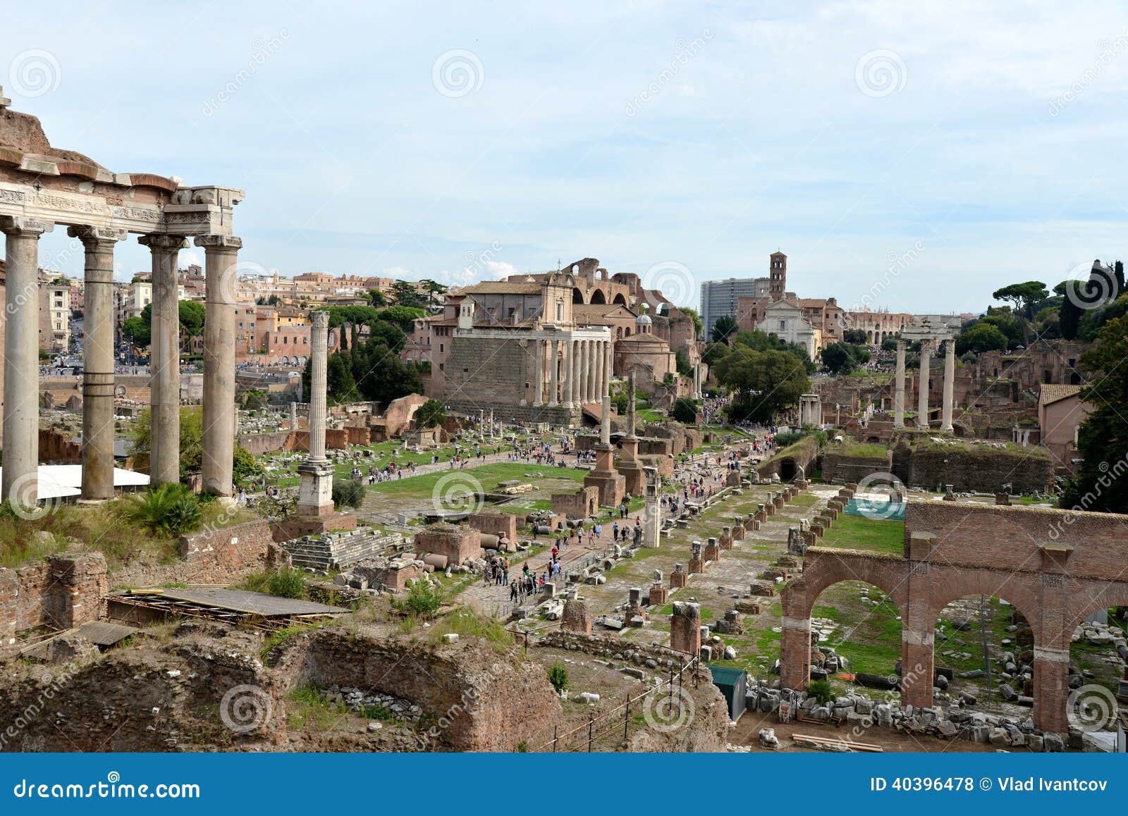 Roman ruins in Rome. stock photo. Image of palatino, column - 40396478