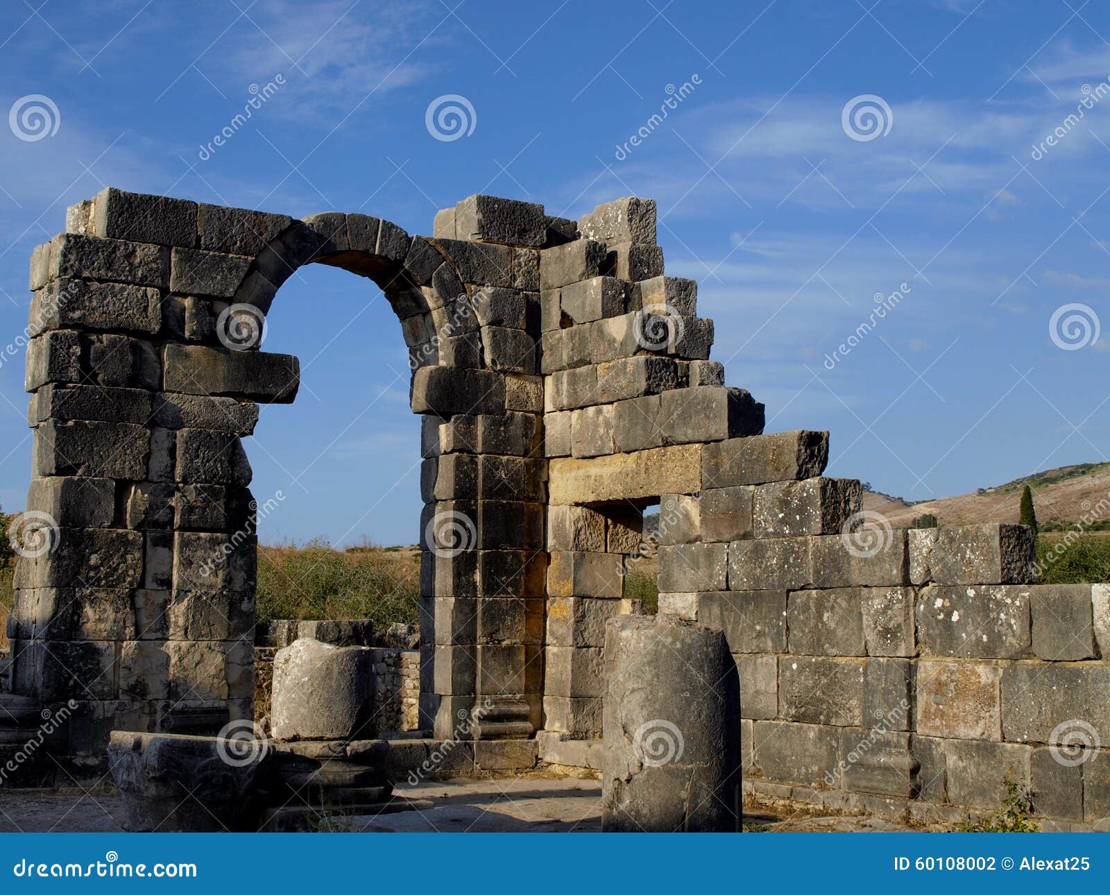 Roman ruins of Volubilis stock photo. Image of archeology - 60108002