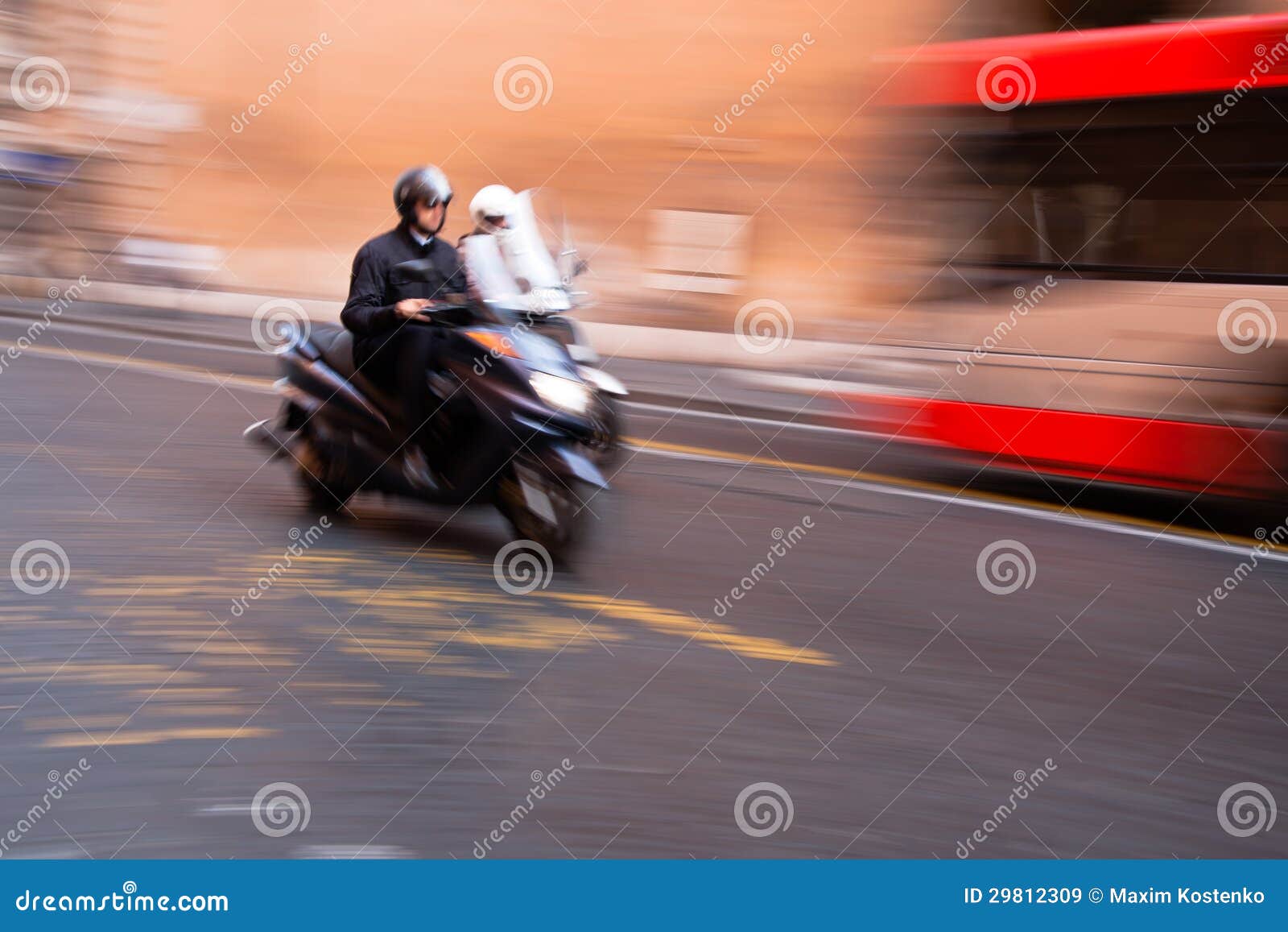 Roman Scooter with Motion Blur Stock Image - Image of alley, action ...