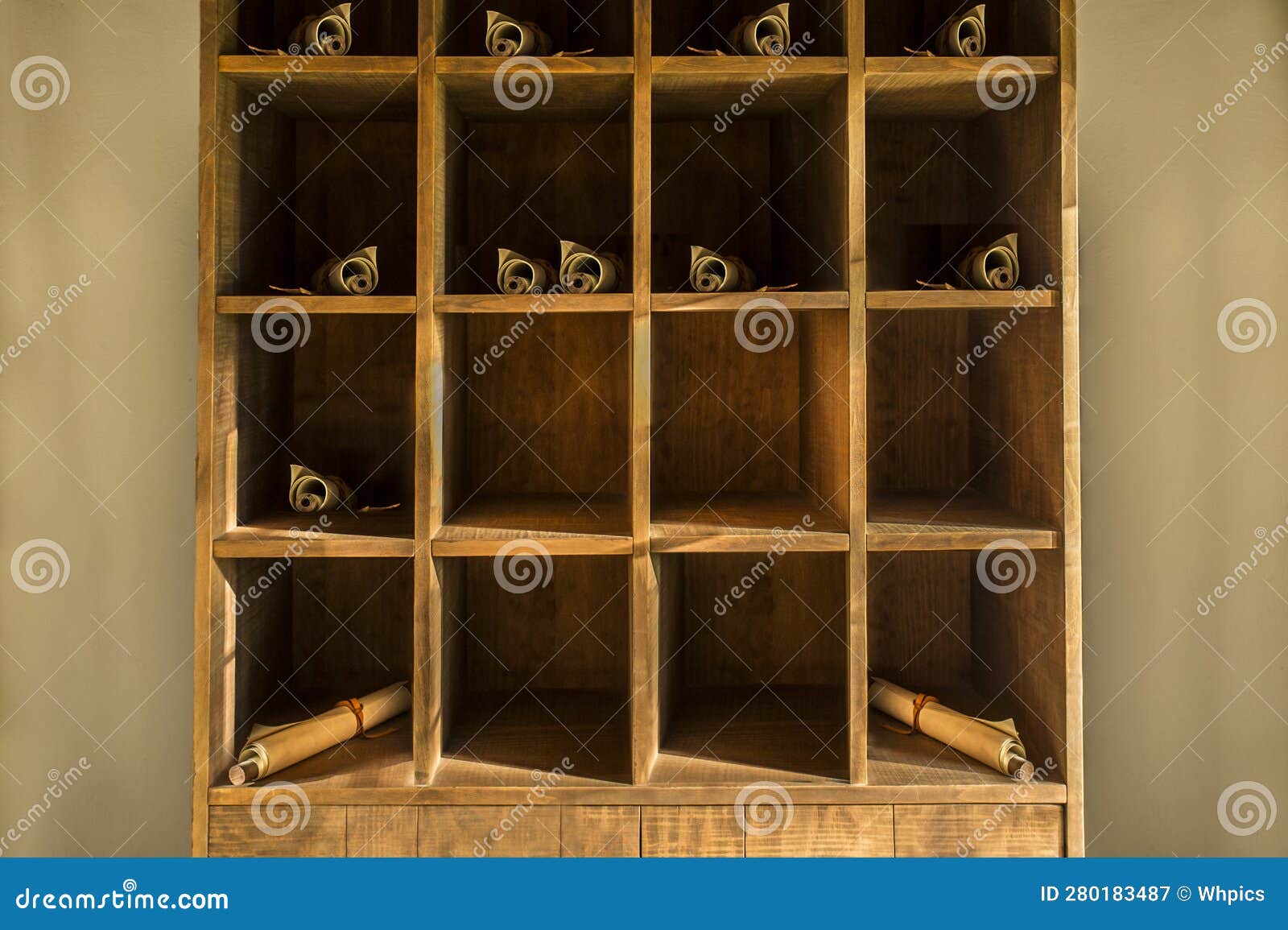 Roman Shelf with Various Papyrus Scrolls Stock Image - Image of shelf ...