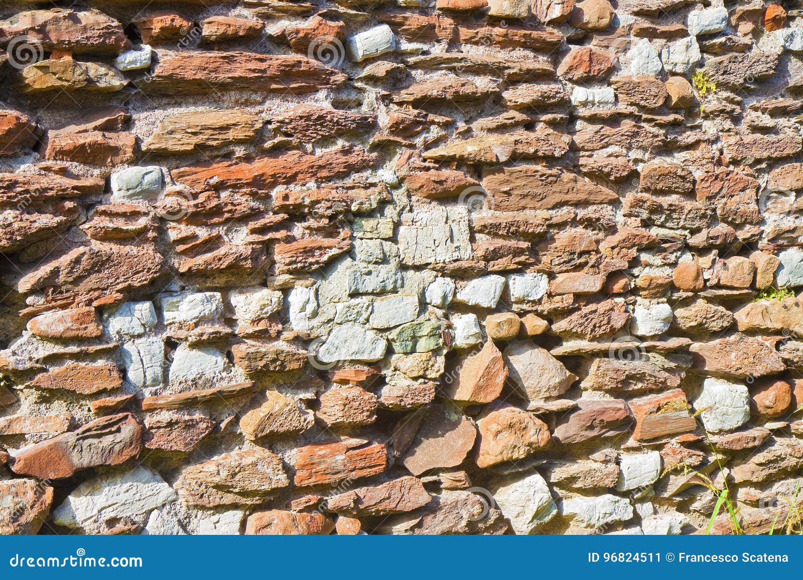 Roman Stone and Brick Damaged Wall Background Italy Stock Image - Image ...