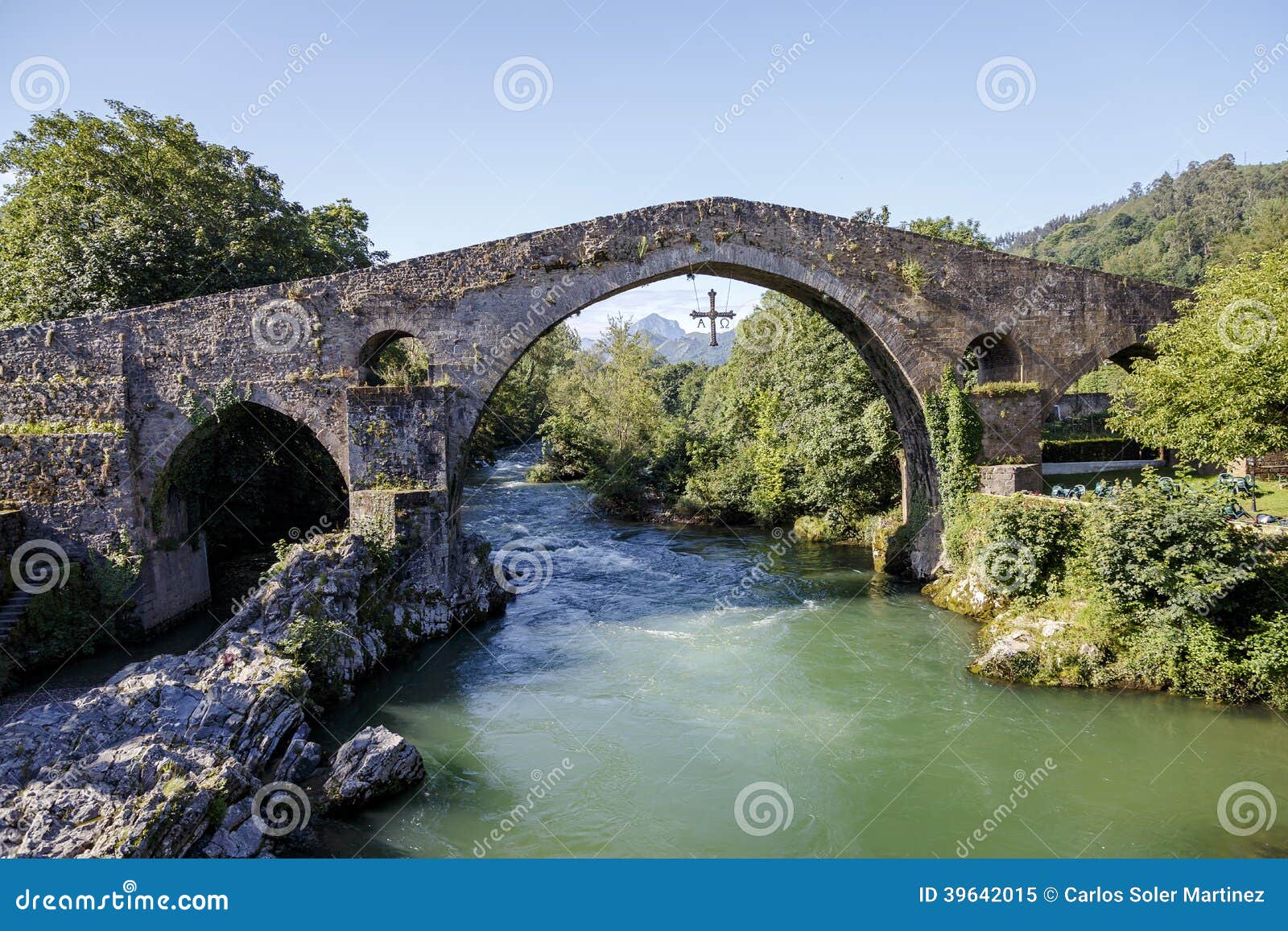 Roman Stone Bridge in Cangas De Onis Stock Image - Image of cangas ...