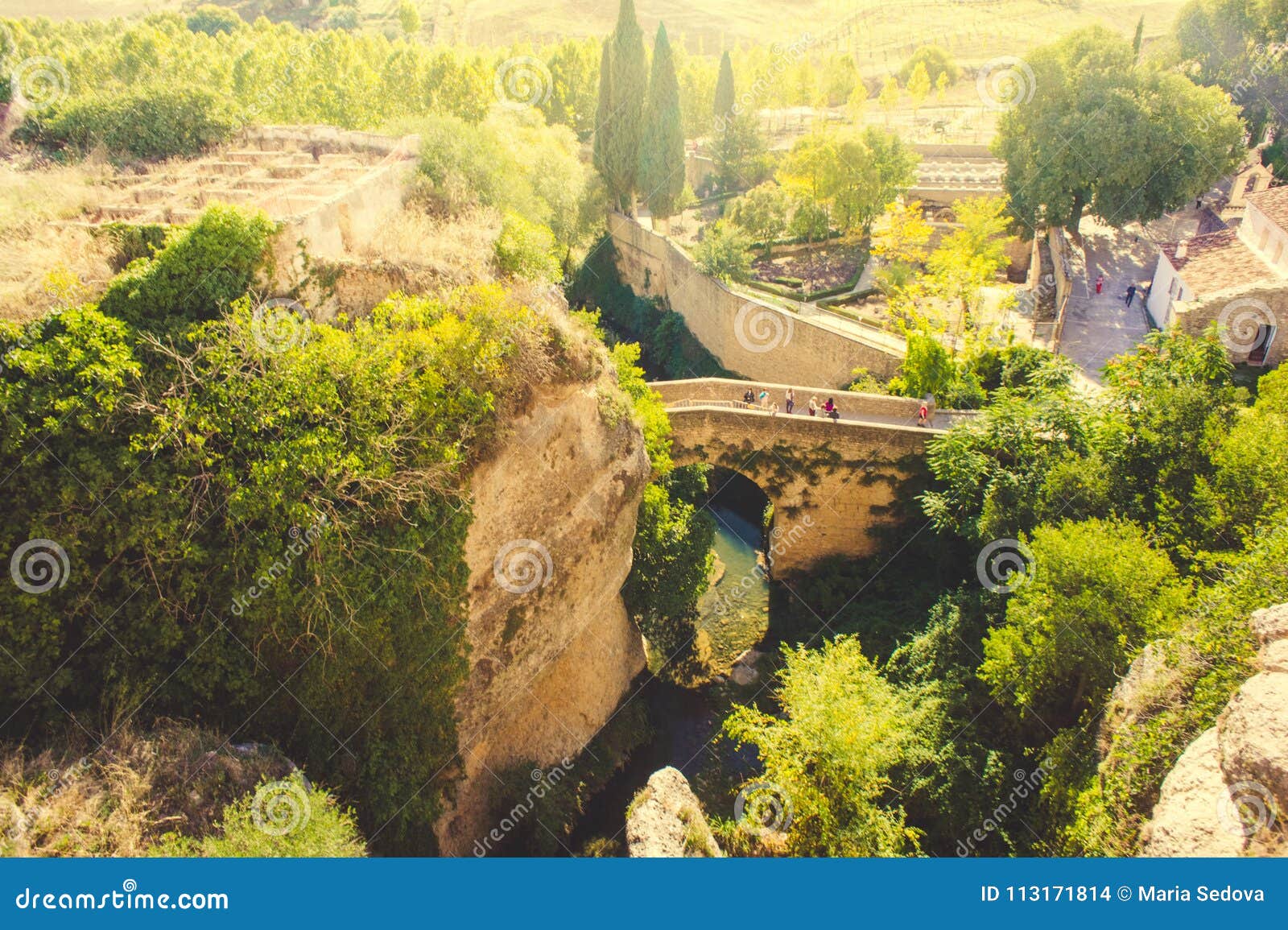 Roman Stone Bridge in Ronda Stock Photo - Image of ronda, aerial: 113171814