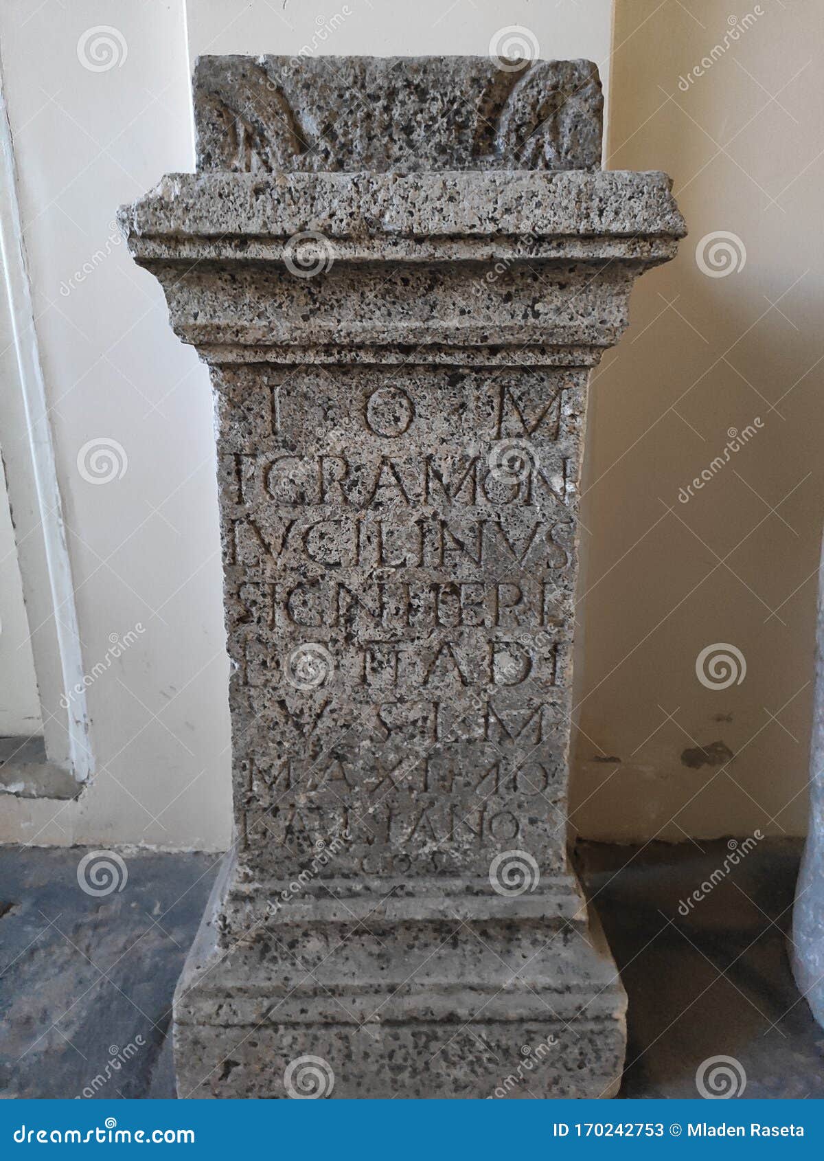 Roman Stone with Latin Text in Front Side Stock Image - Image of text ...