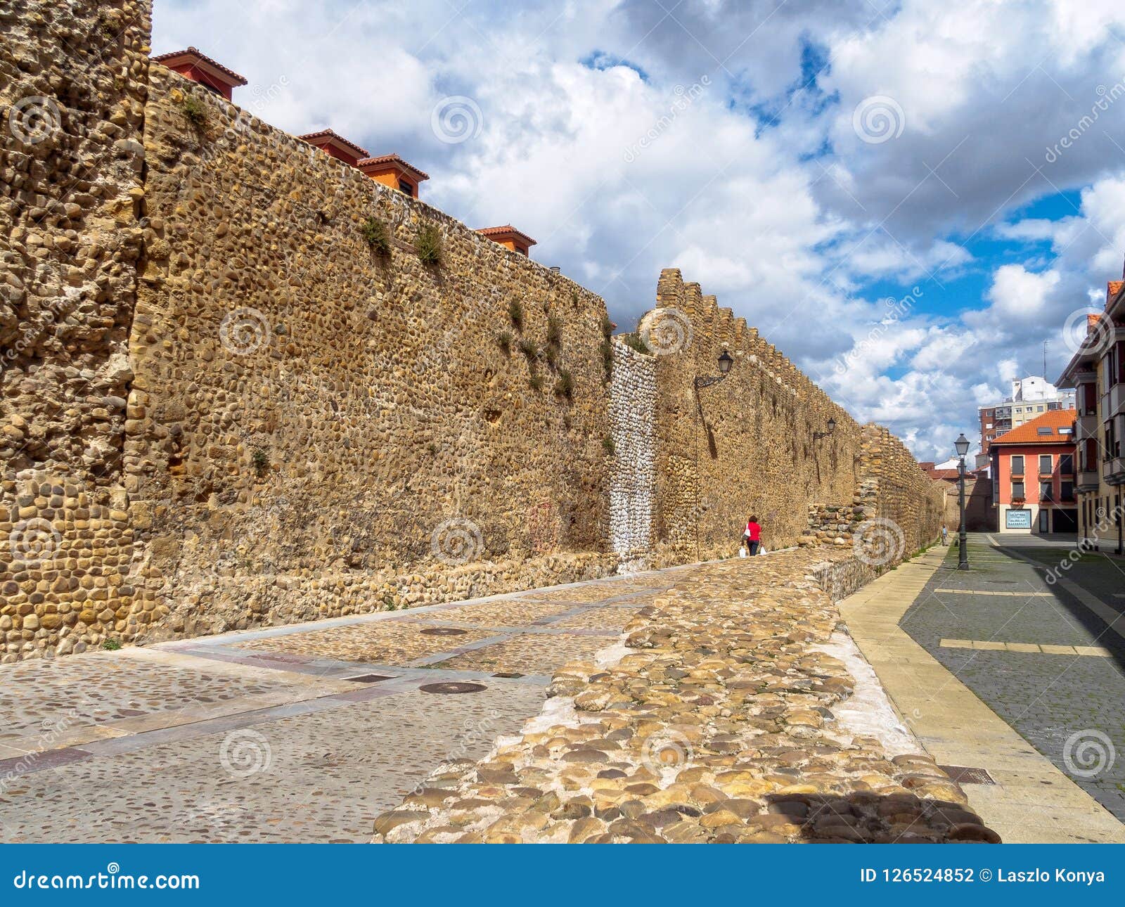 Roman stone wall - Leon stock photo. Image of blue, wall - 126524852