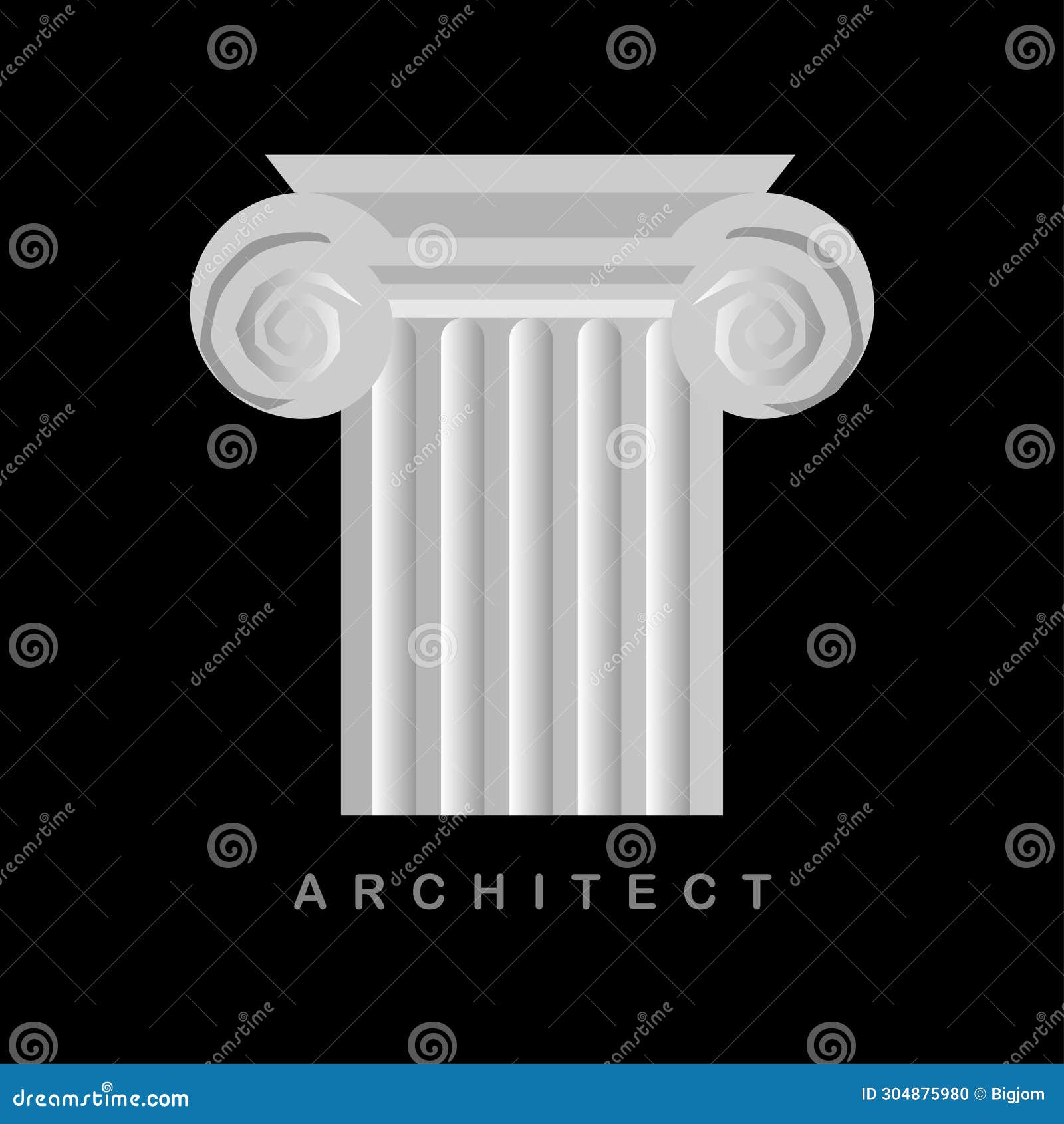 Roman Style Architecture Bureau with Ionic Column. Raster Illustration ... Roman Style Architecture Bureau with Ionic Column. Raster Illustration ...
