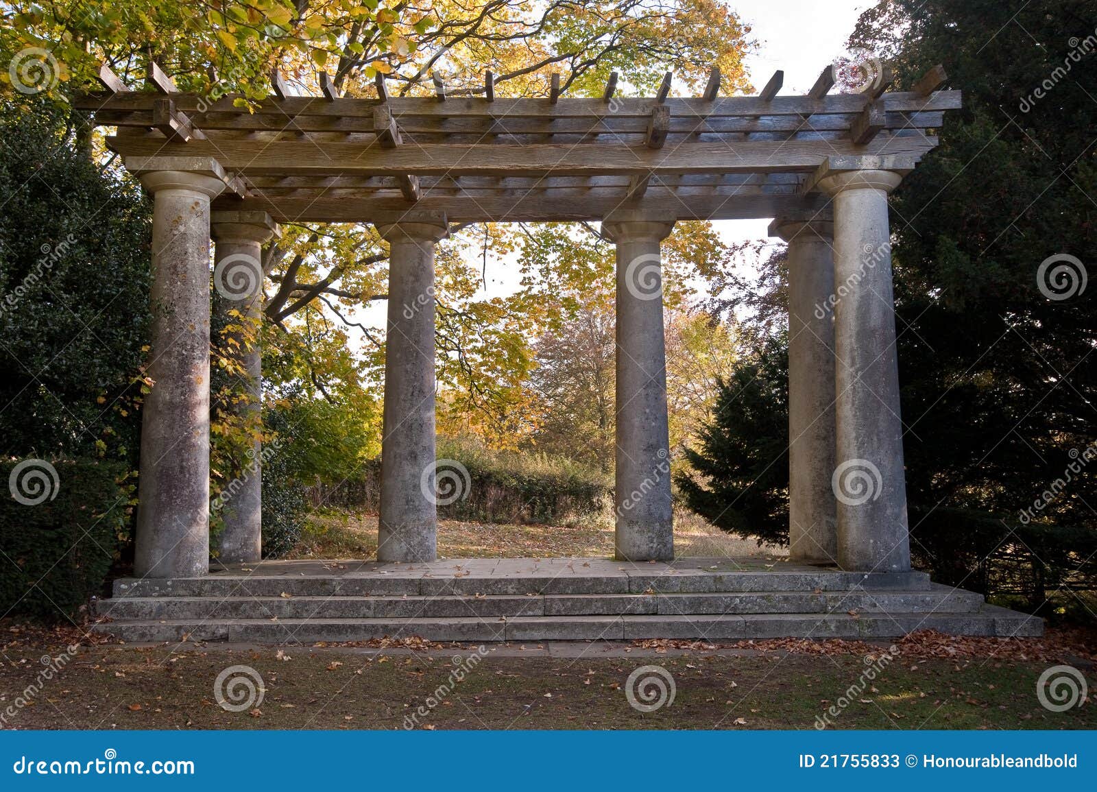 Roman Style Pagoda with Pillars and Trellis Stock Image - Image of ...