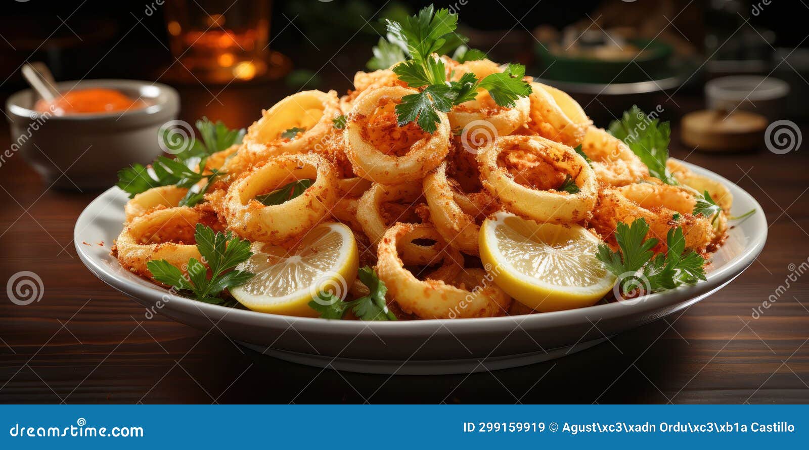 Roman Style Squid on a White Plate. Stock Image - Image of fresh, squid ...