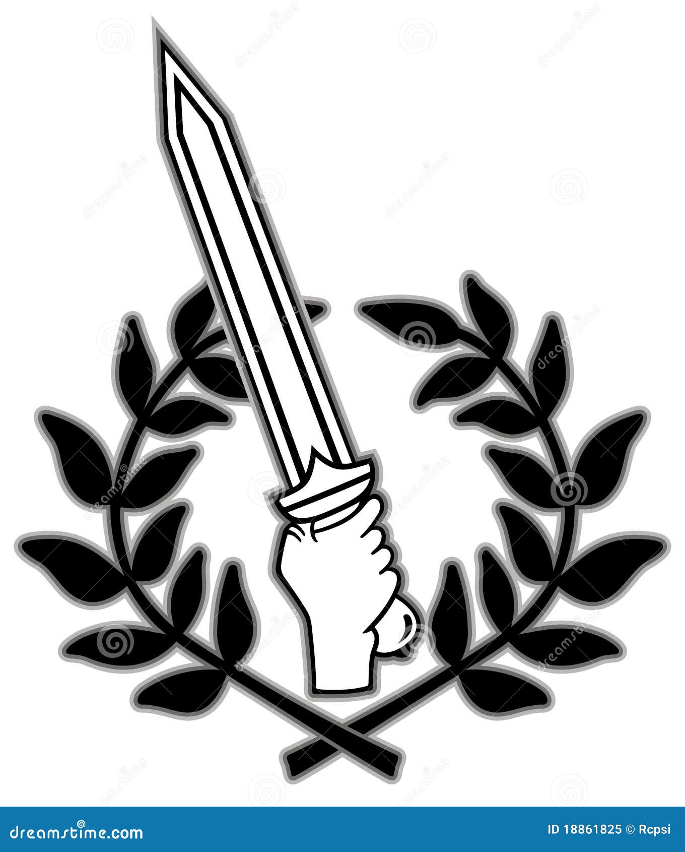 Roman Sword With Laurel Wreath Cartoon Vector | CartoonDealer.com #41831223
