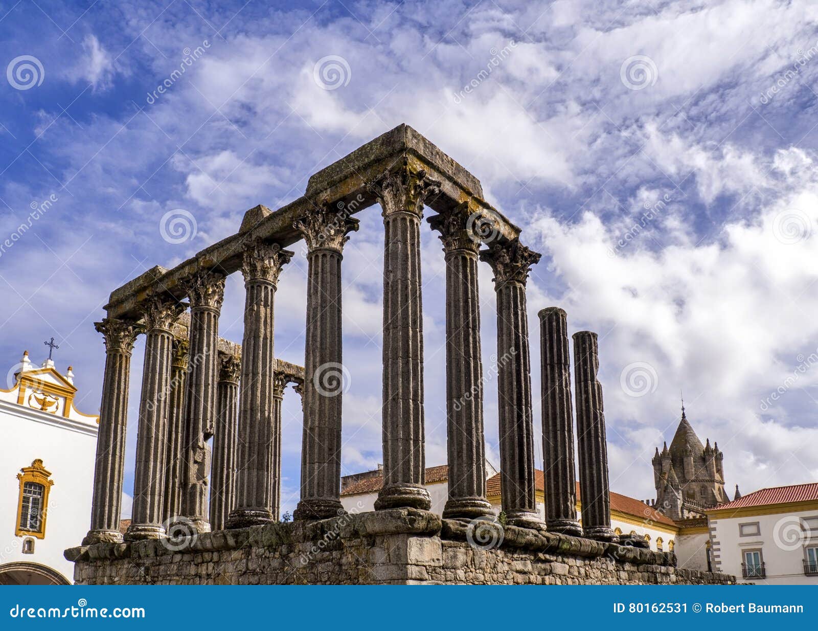 Roman Temple of Evora stock image. Image of pillars, evora - 80162531