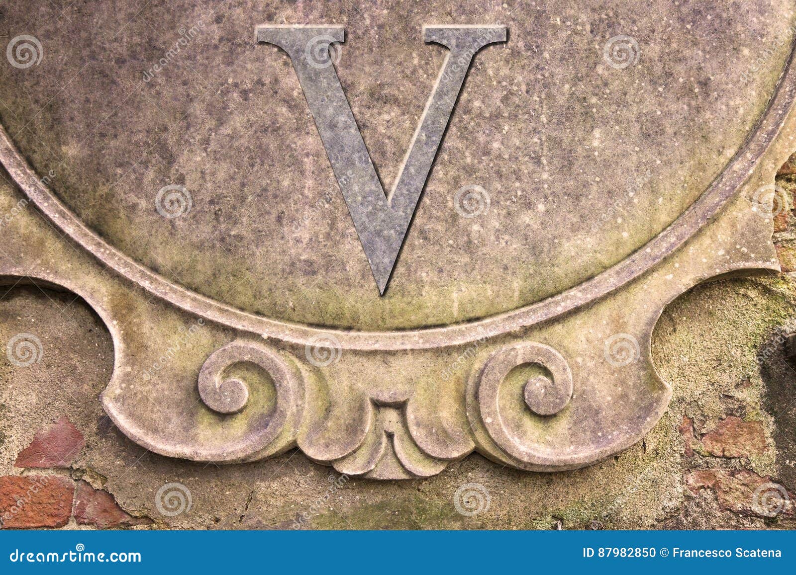 Roman V Number Written on Stucco Wall - Concept Image Stock Photo ...