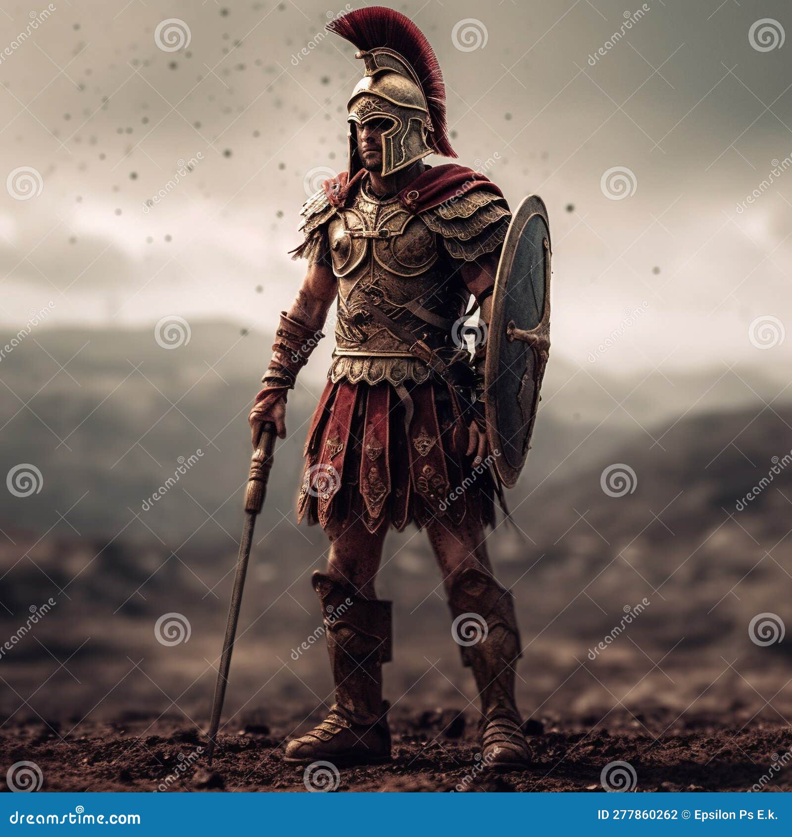 Roman Veteran Centurion Standing Alone on the Battlefield Stock ...