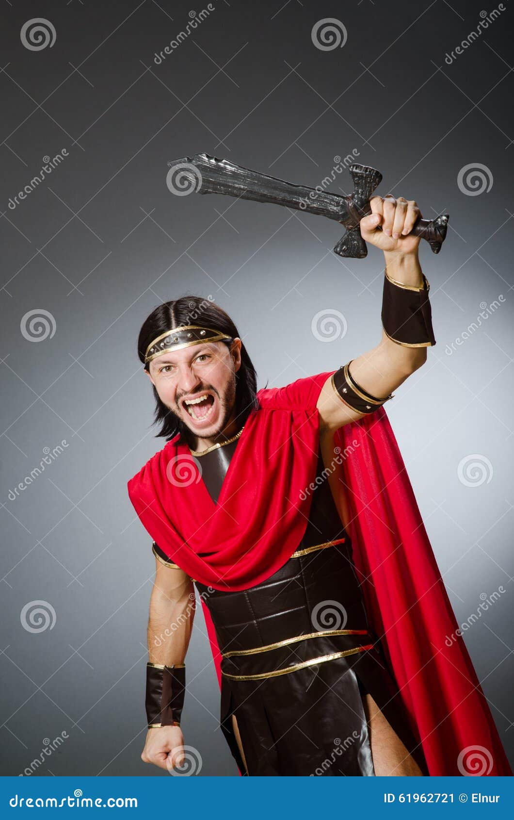 The Roman Warrior with Sword Against Background Stock Image - Image of ...