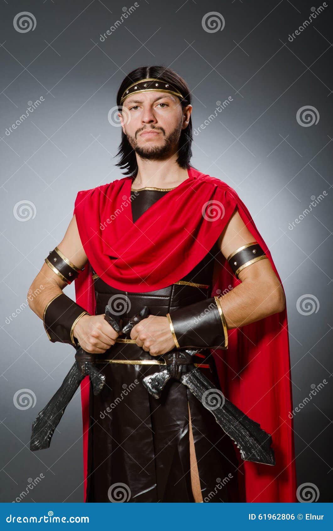 The Roman Warrior with Sword Against Background Stock Photo - Image of ...
