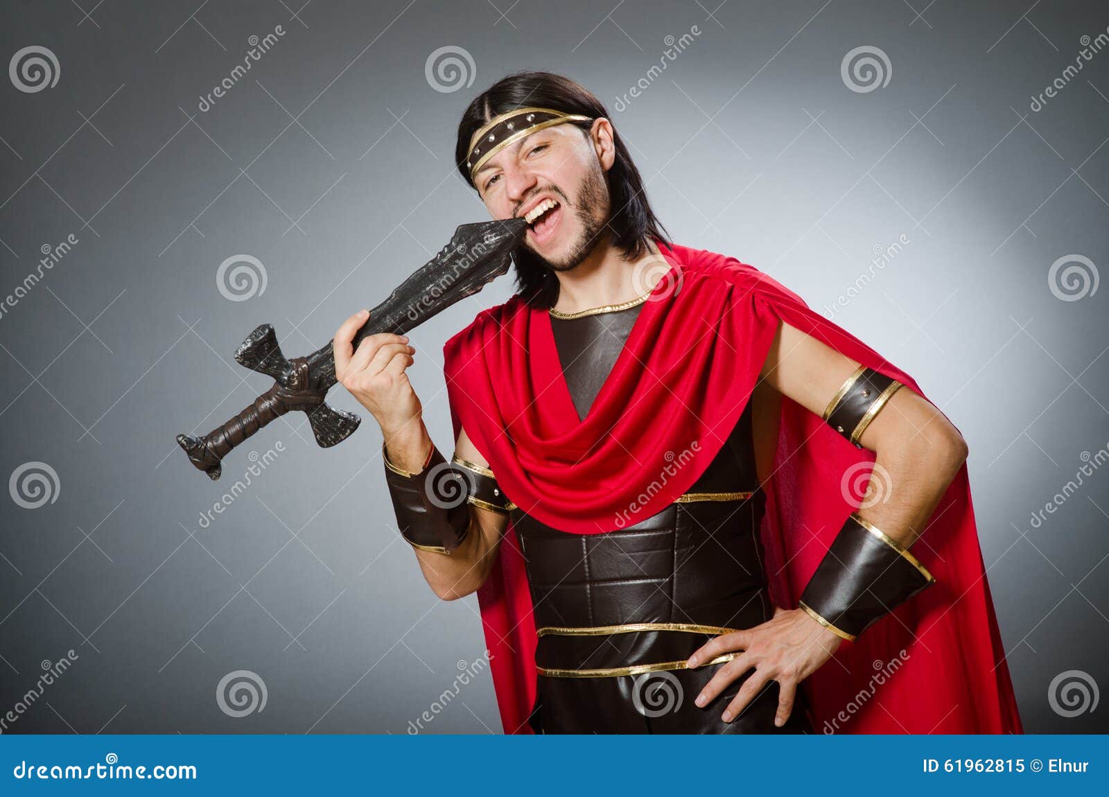 The Roman Warrior with Sword Against Background Stock Image - Image of ...