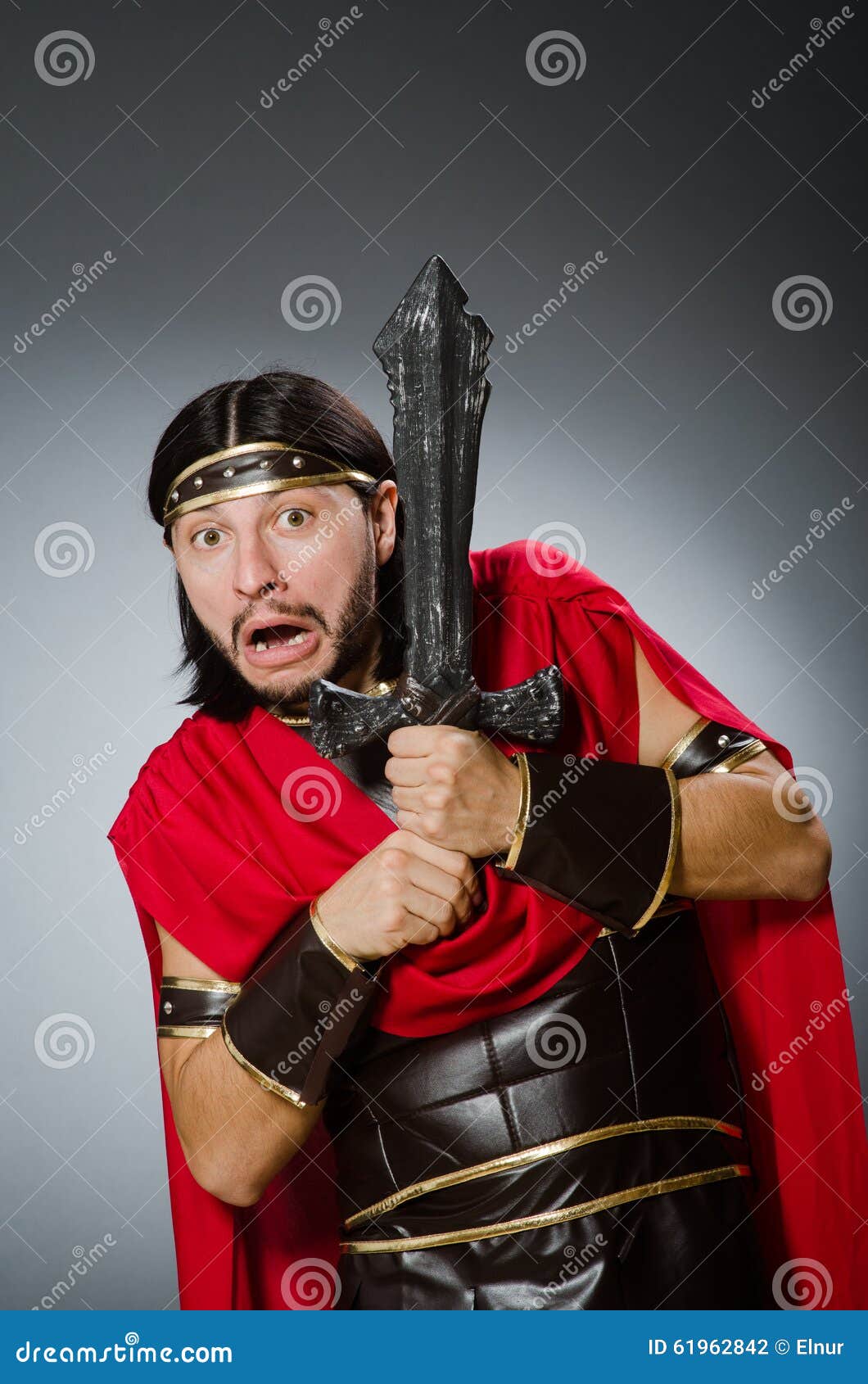 The Roman Warrior with Sword Against Background Stock Photo - Image of ...