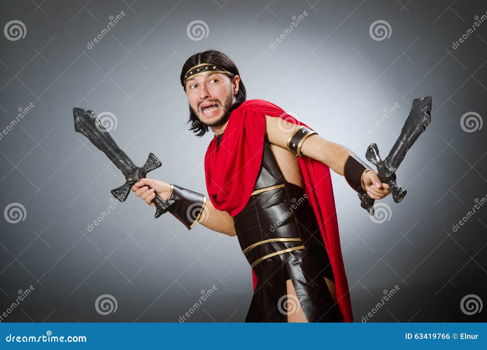 The Roman Warrior with Sword Against Background Stock Photo - Image of ...