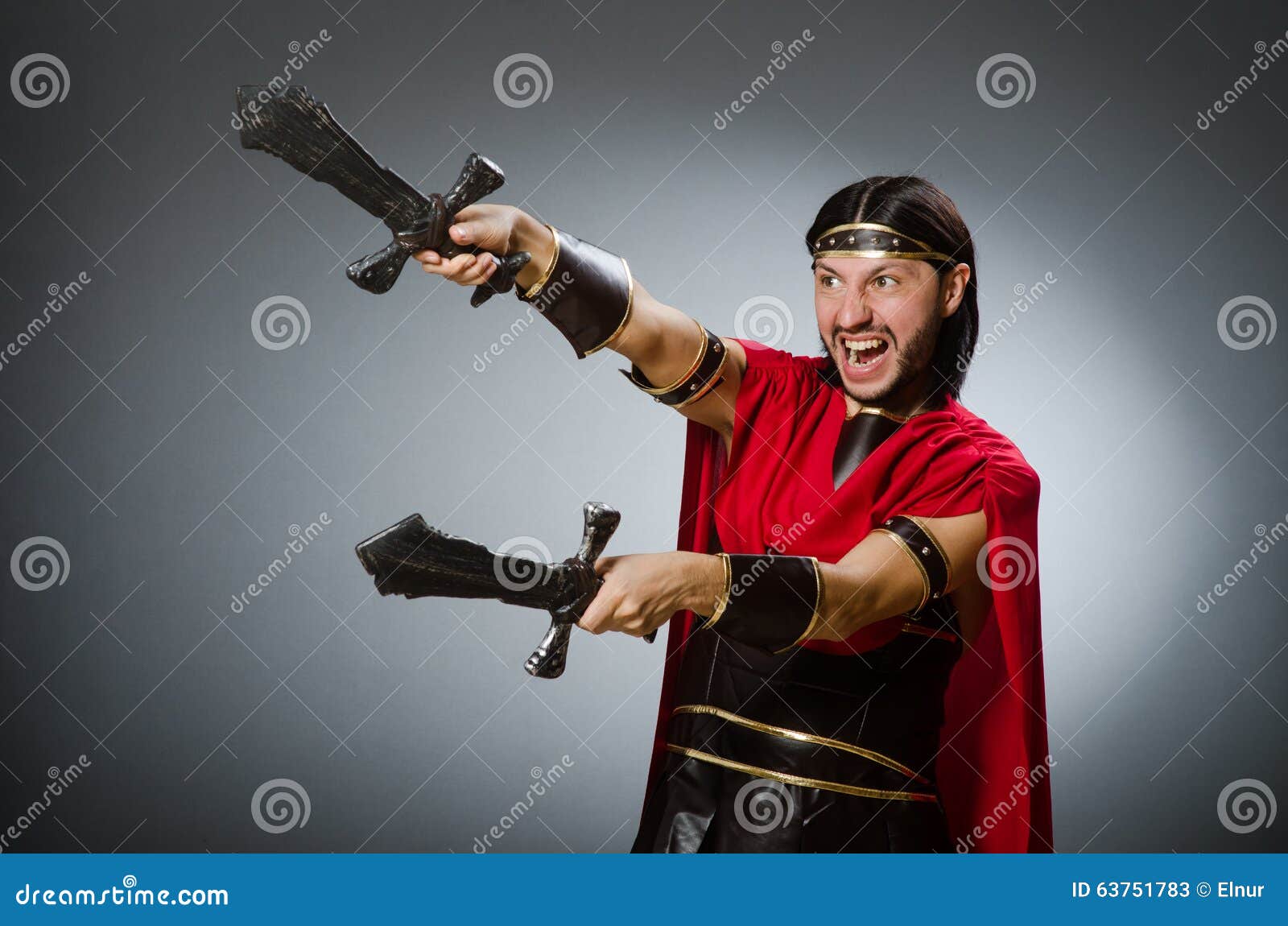 The Roman Warrior with Sword Against Background Stock Image - Image of ...