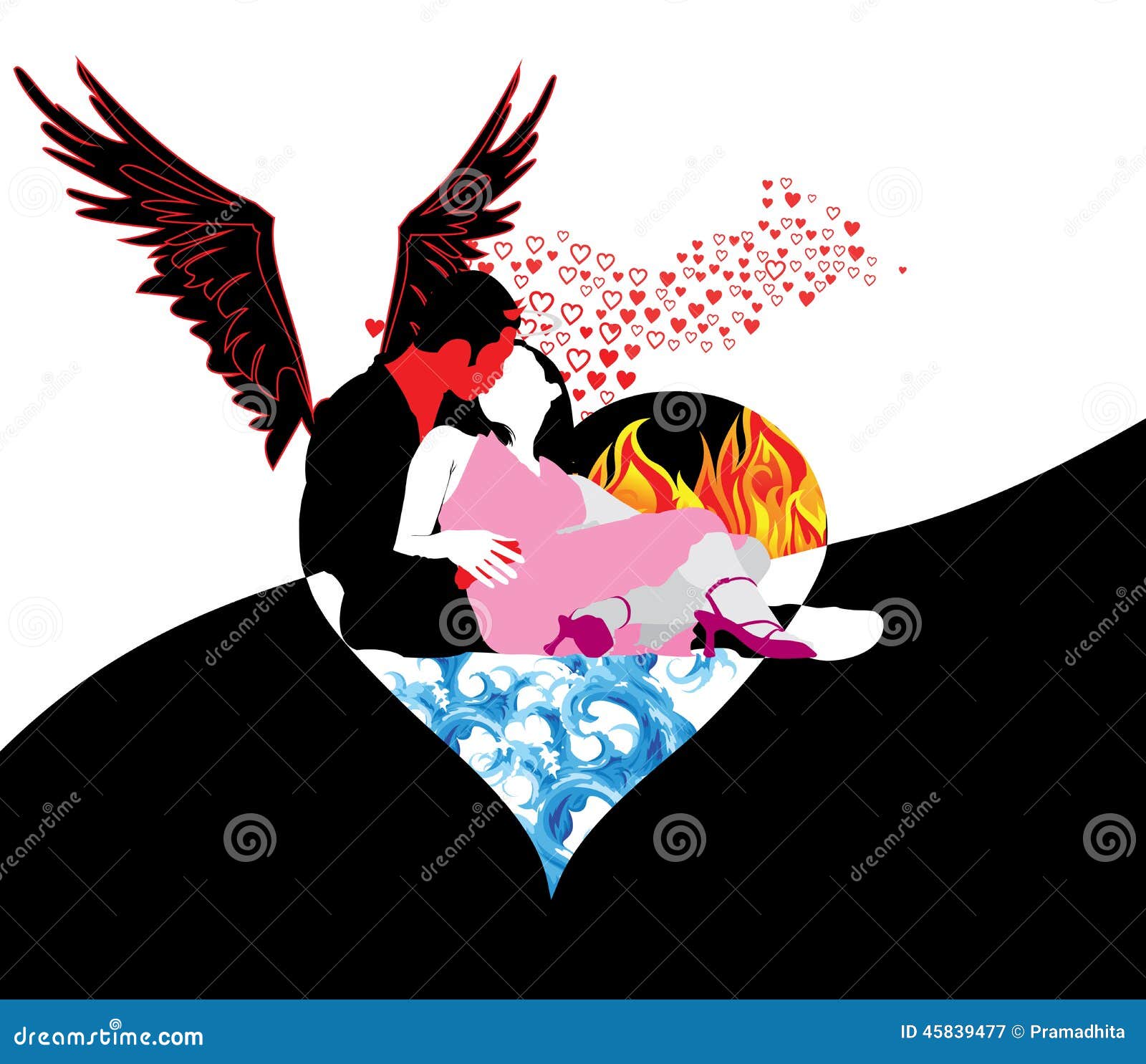 Romance Evil and Angel stock vector. Illustration of sentiment - 45839477