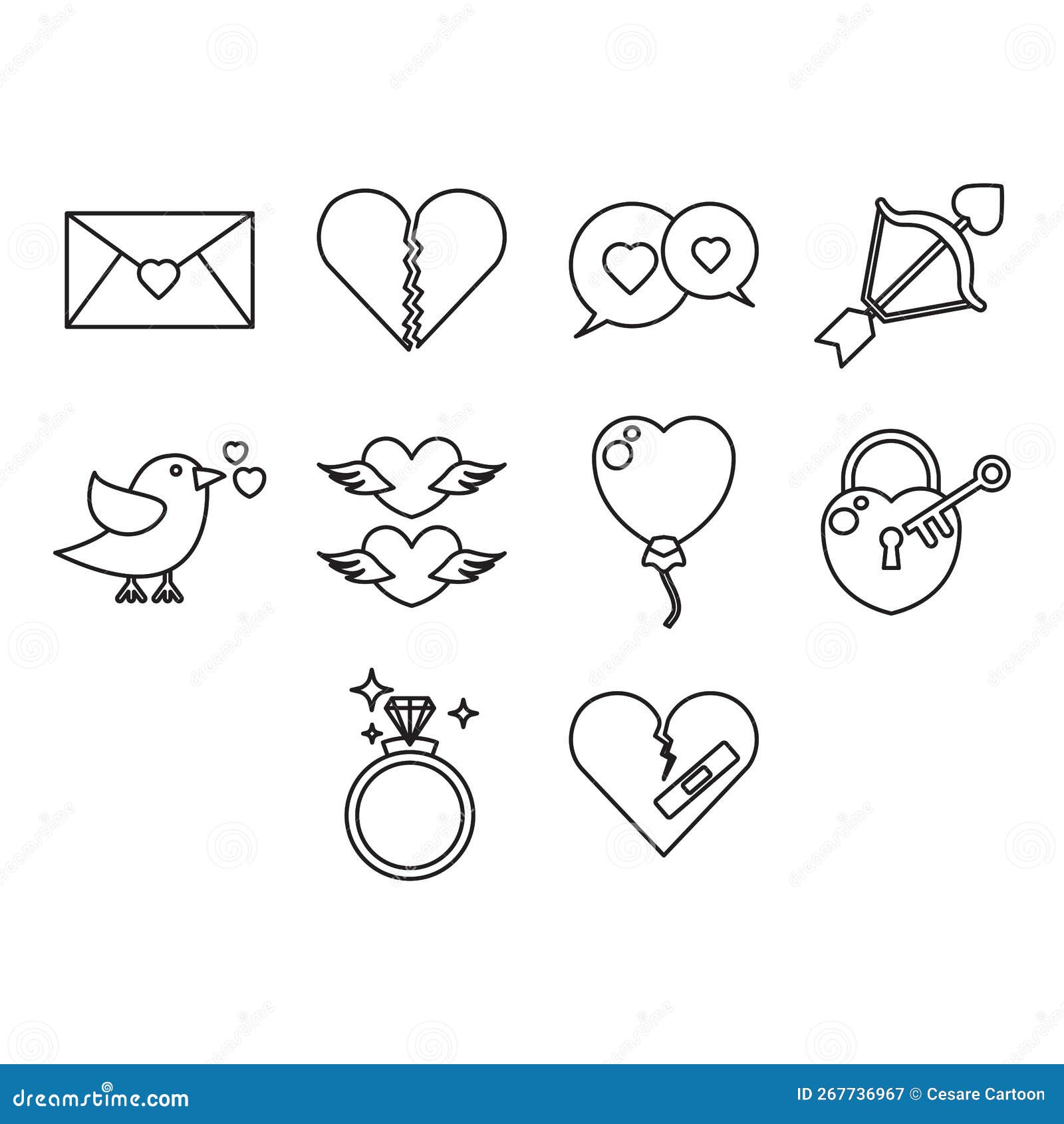 Romance icon set stock vector. Illustration of icon - 267736967