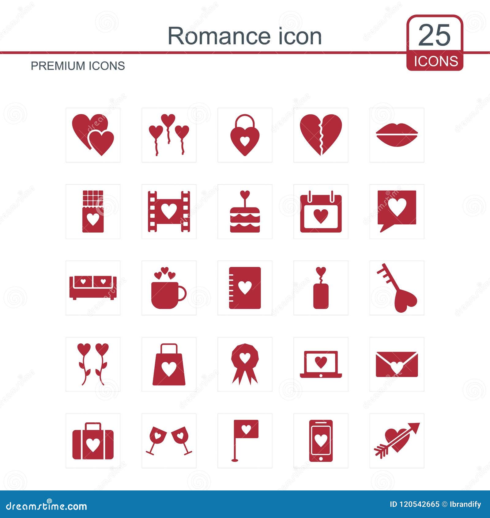 Romance icon set vector stock vector. Illustration of heart - 120542665